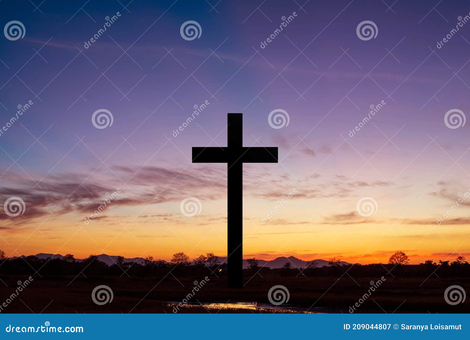 The Cross at the Sunset Background Stock Image - Image of praise, jesus ...
