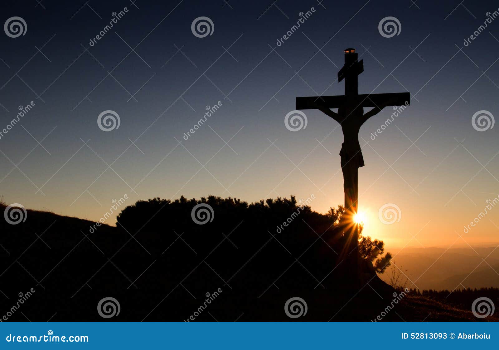 Cross in sunset light stock image. Image of holy, icon - 52813093
