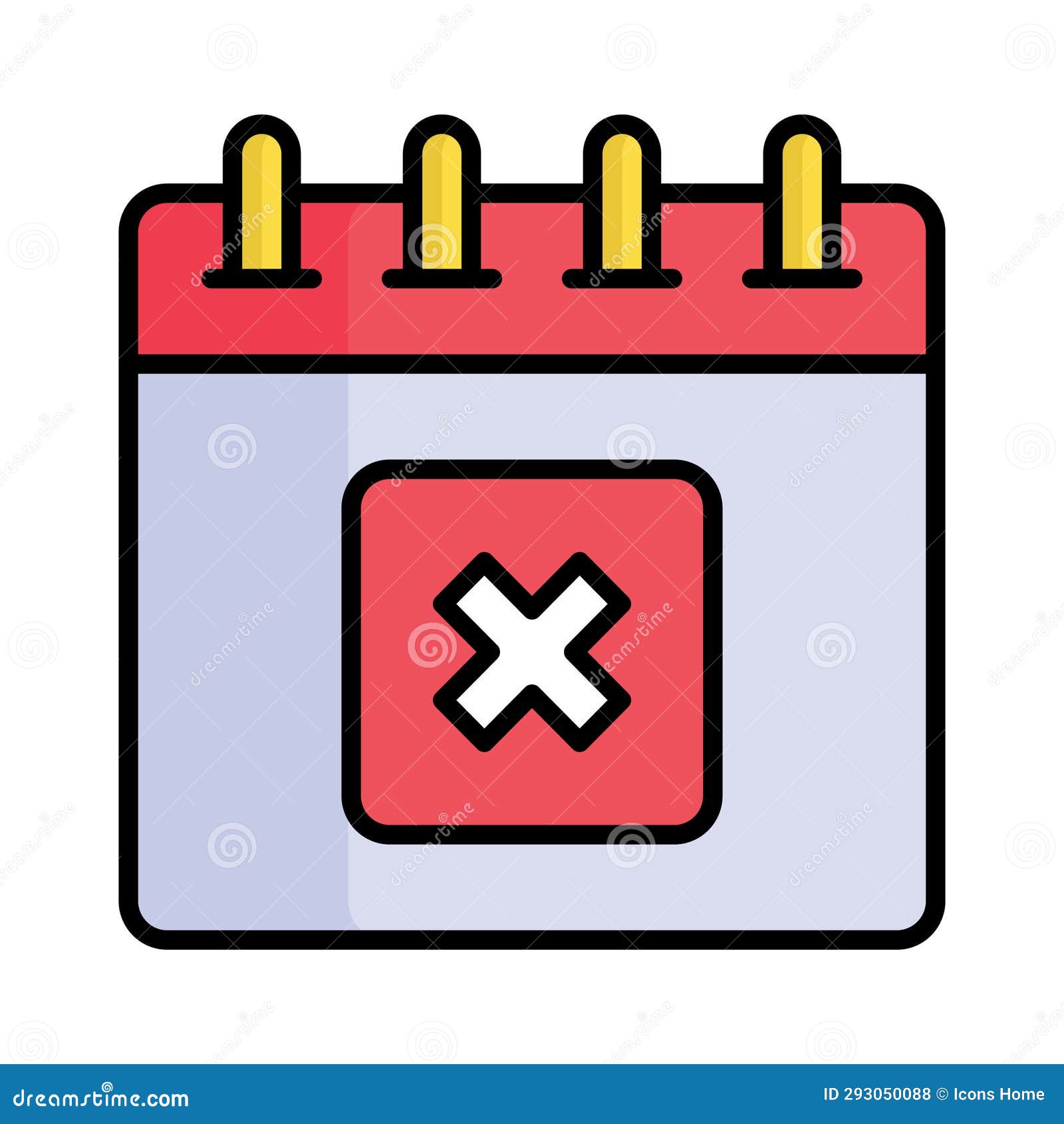 Cross Symbol on Calendar Concept Vector of Reject Calendar Stock ...