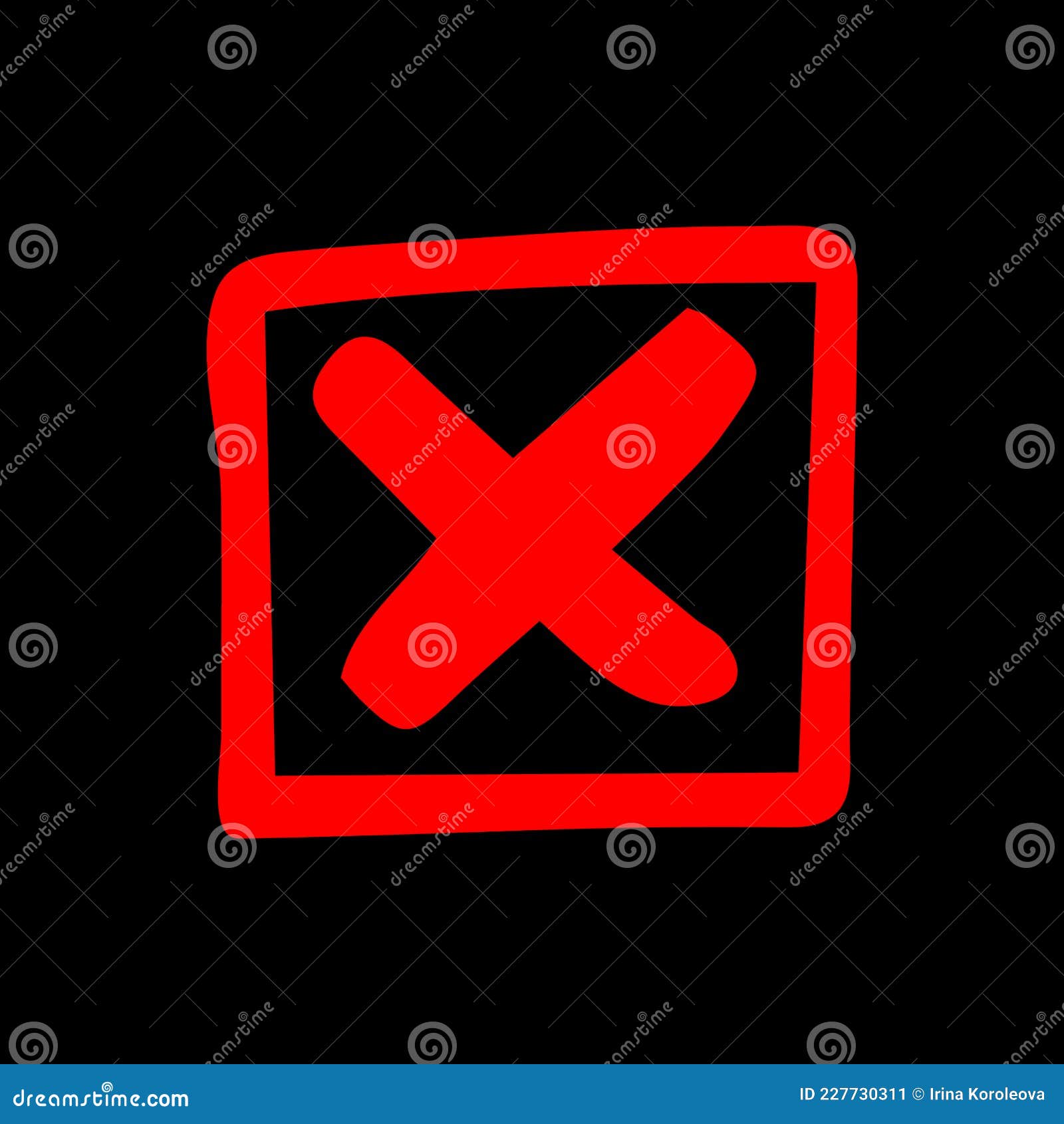 Cross Symbol. Incorrect Symbol. Hand Drawn Cross Symbol Isolated on ...