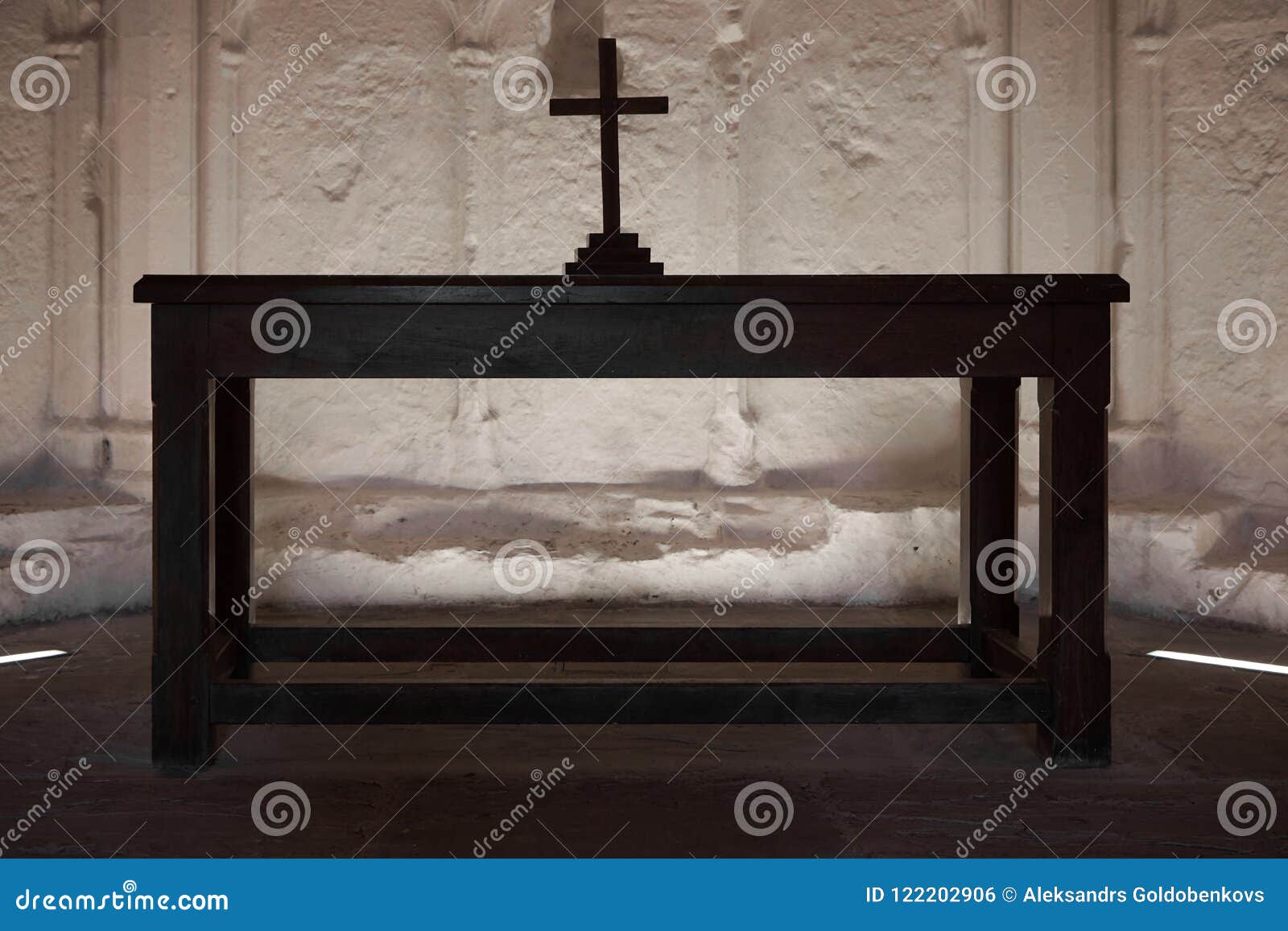 Cross on the table . stock photo. Image of church, prayer - 122202906