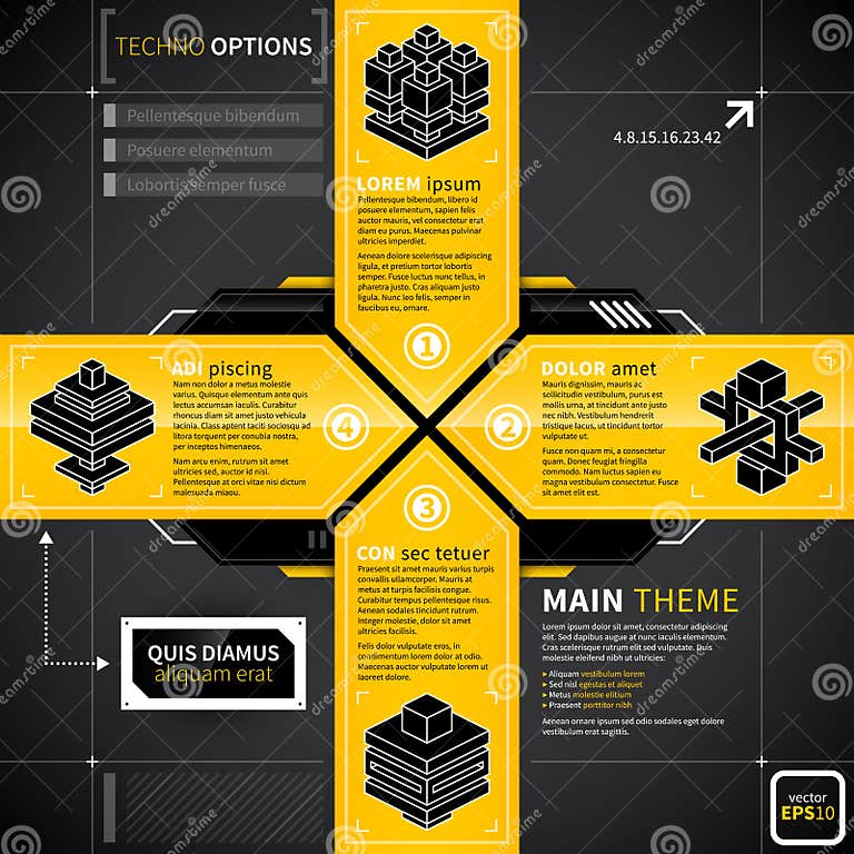 Cross in Techno Styles Made of 4 Banners. Stock Vector - Illustration ...