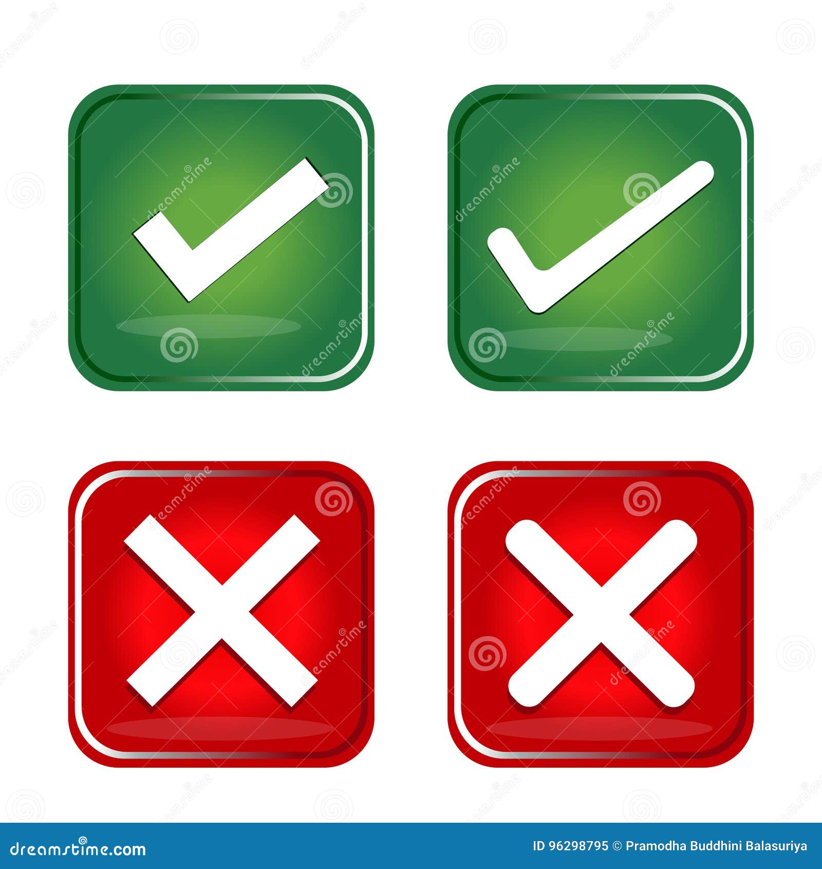 Cross and tick check marks stock vector. Illustration of white - 96298795