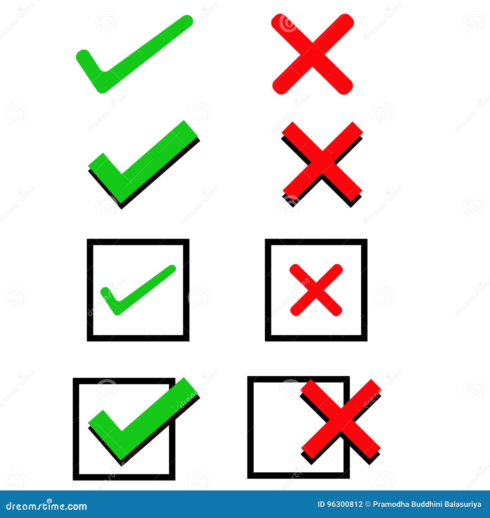 Cross and tick check marks stock vector. Illustration of marks - 96300812