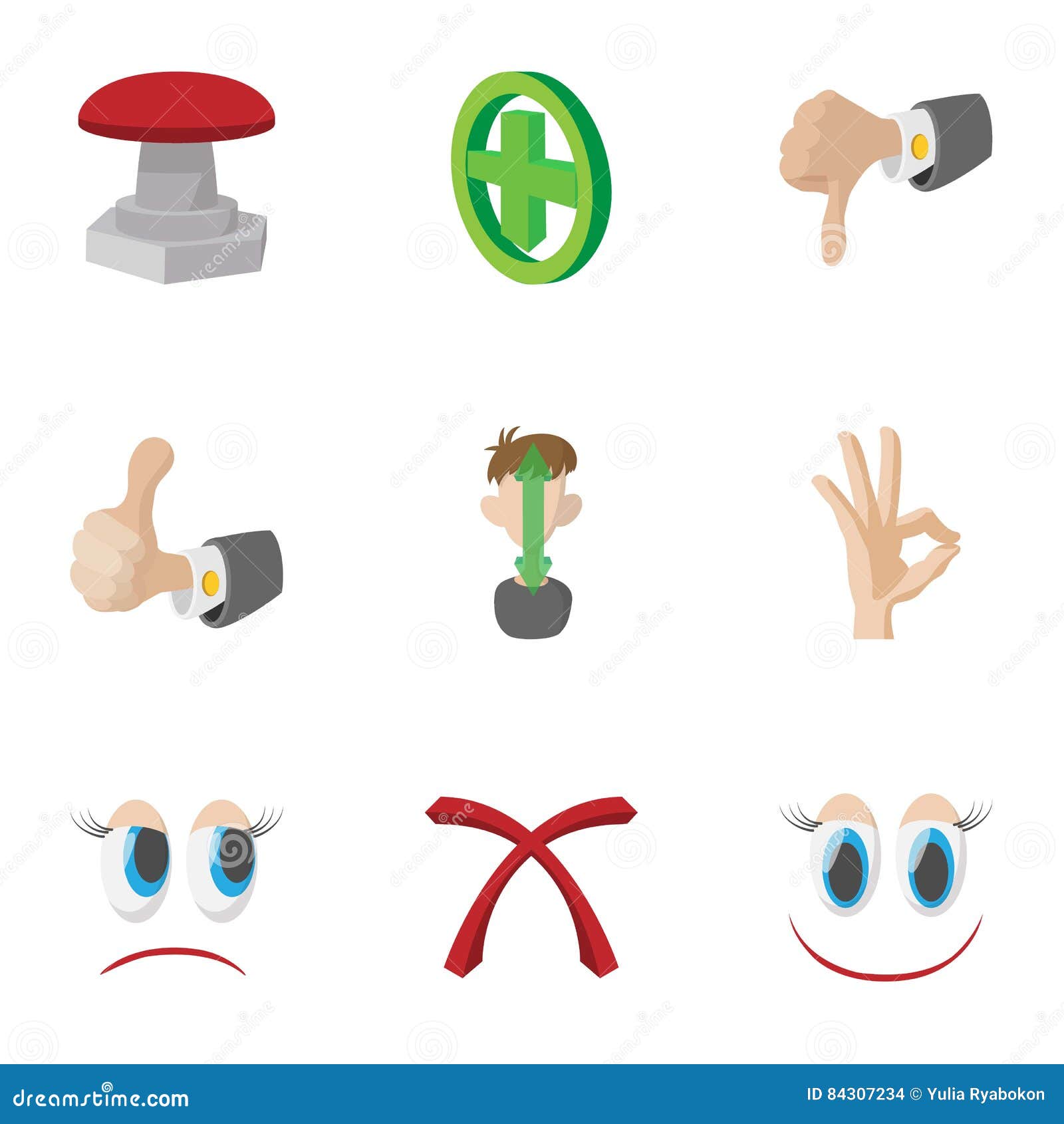 Cross and Tick Icons Set, Cartoon Style Stock Vector - Illustration of ...