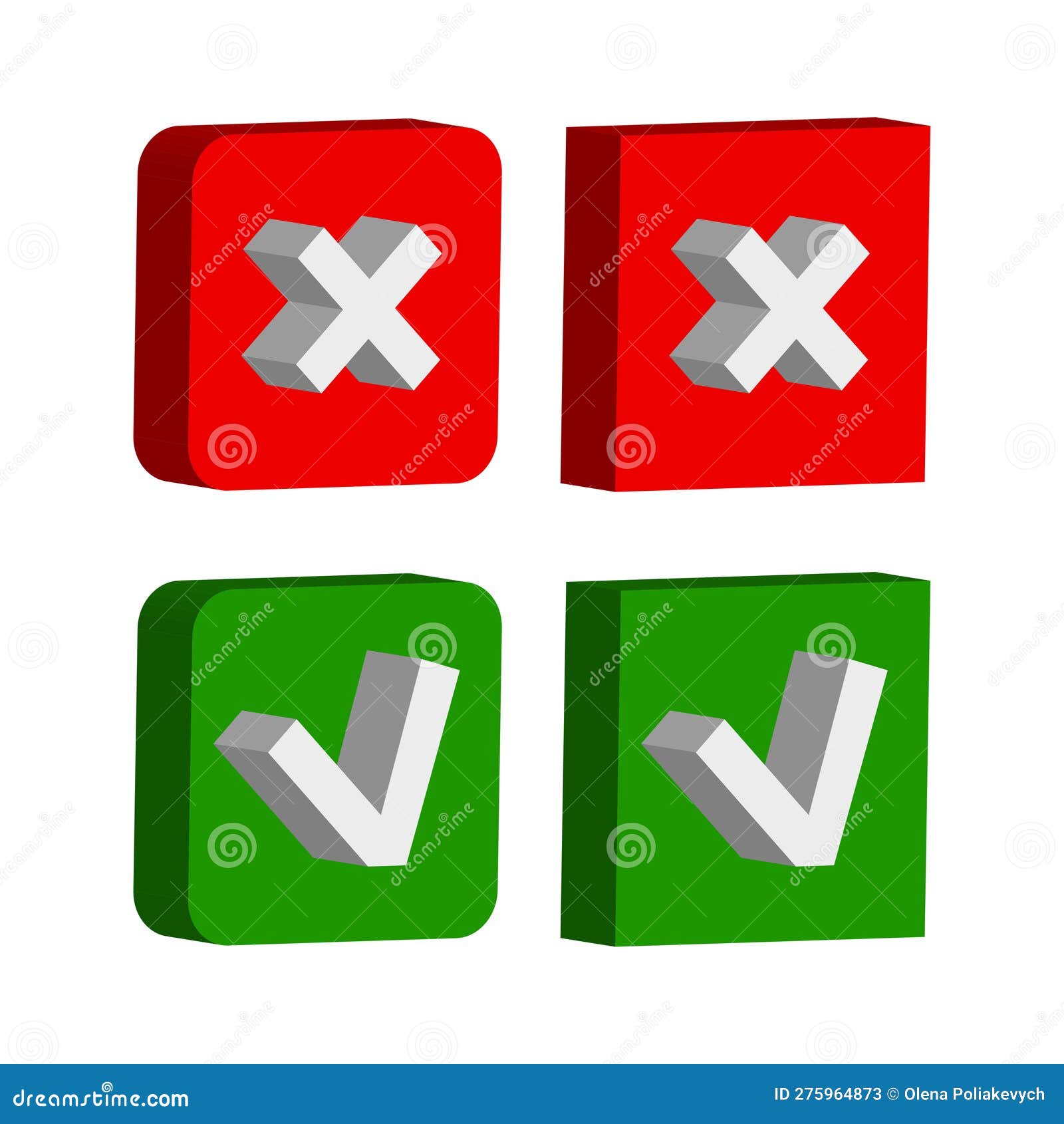 Cross Tick Three-dimensional in 3d Style. Vector Illustration Stock ...