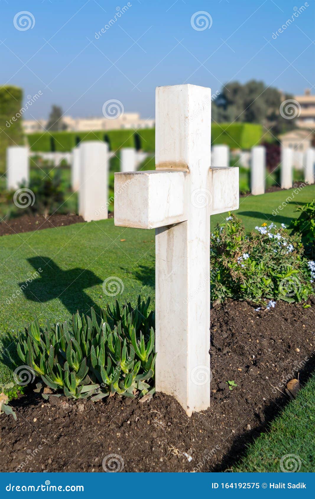 Cross Tombstone at Heliopolis Commonwealth War Cemetery, Cairo, Egypt ...