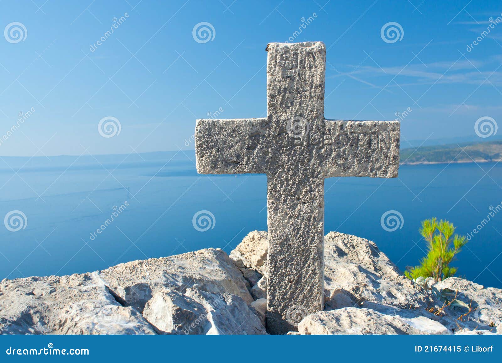 Cross on Top of the Mountain Above Sea Level Stock Image - Image of ...
