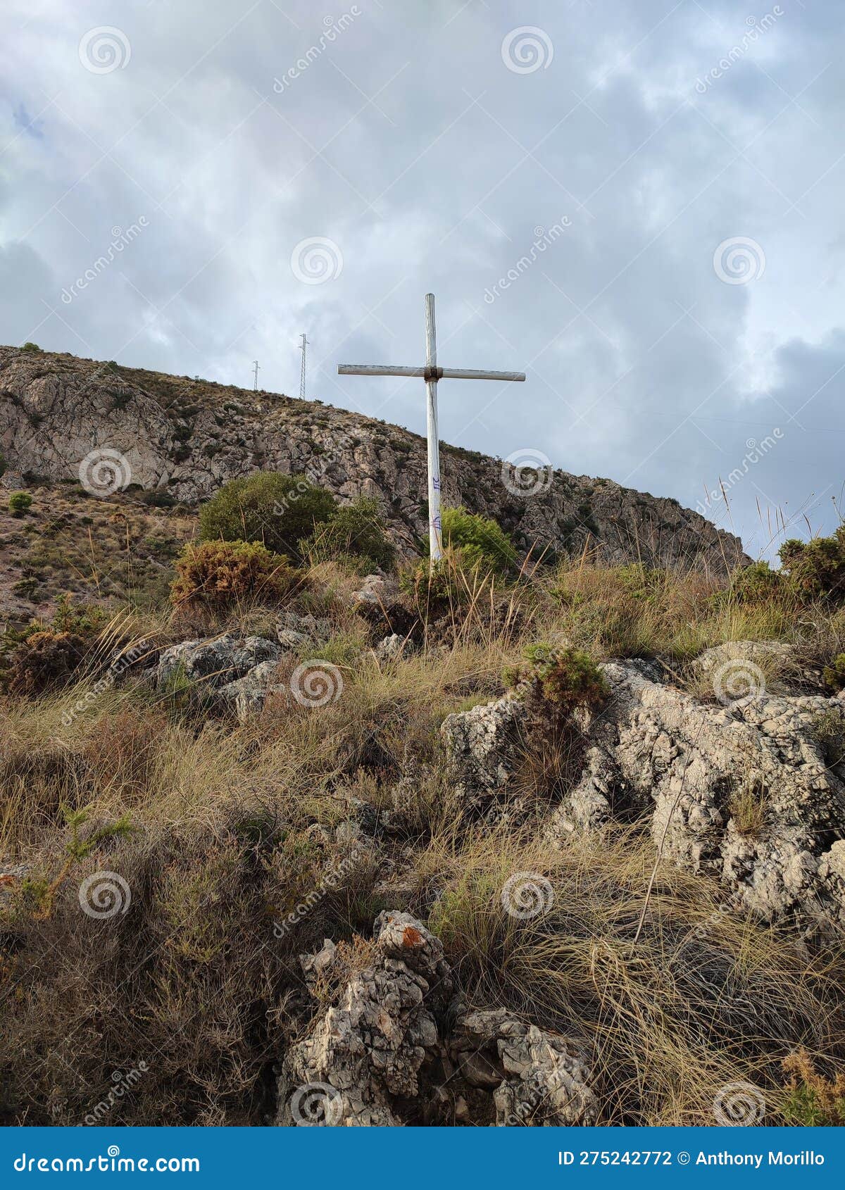 A Cross on Top of a Valley of Rocks Stock Photo - Image of rocks ...