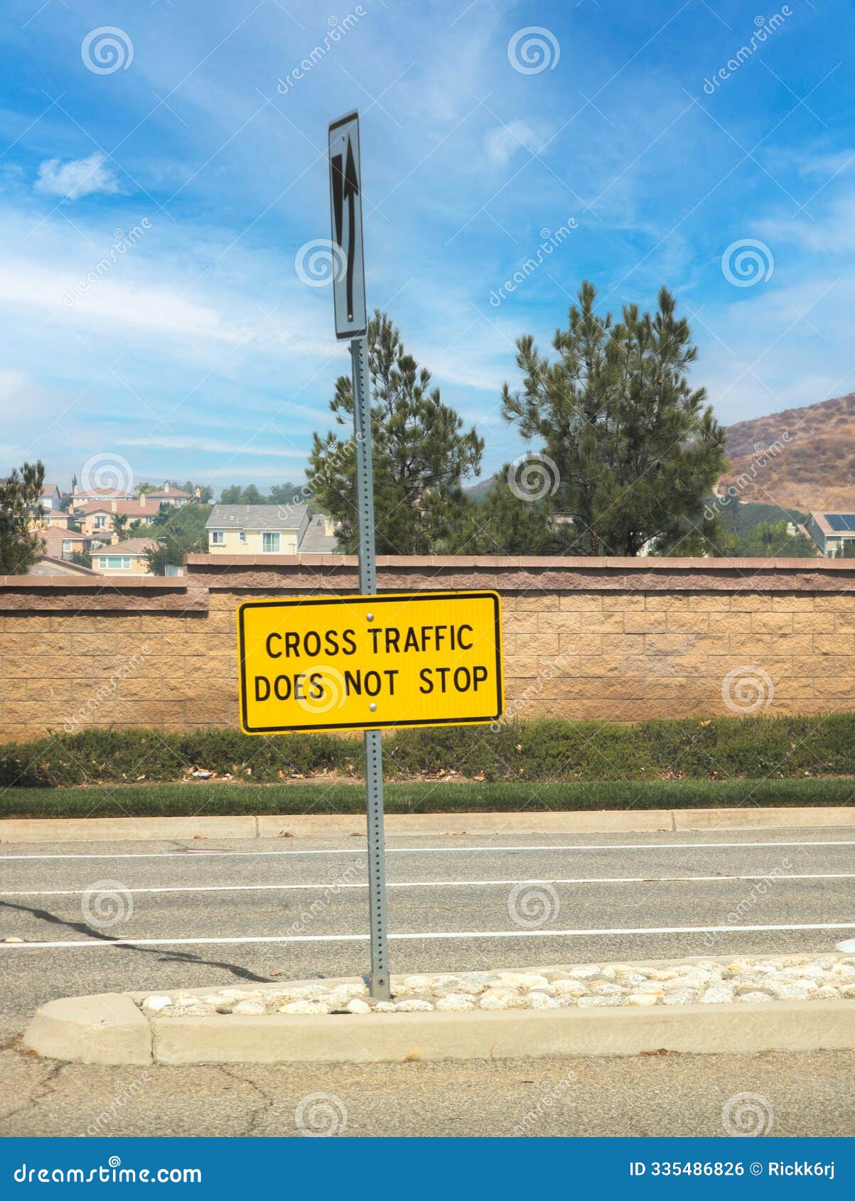 Cross Traffic Does Not Stop Warning Sign Stock Photo - Image of ...