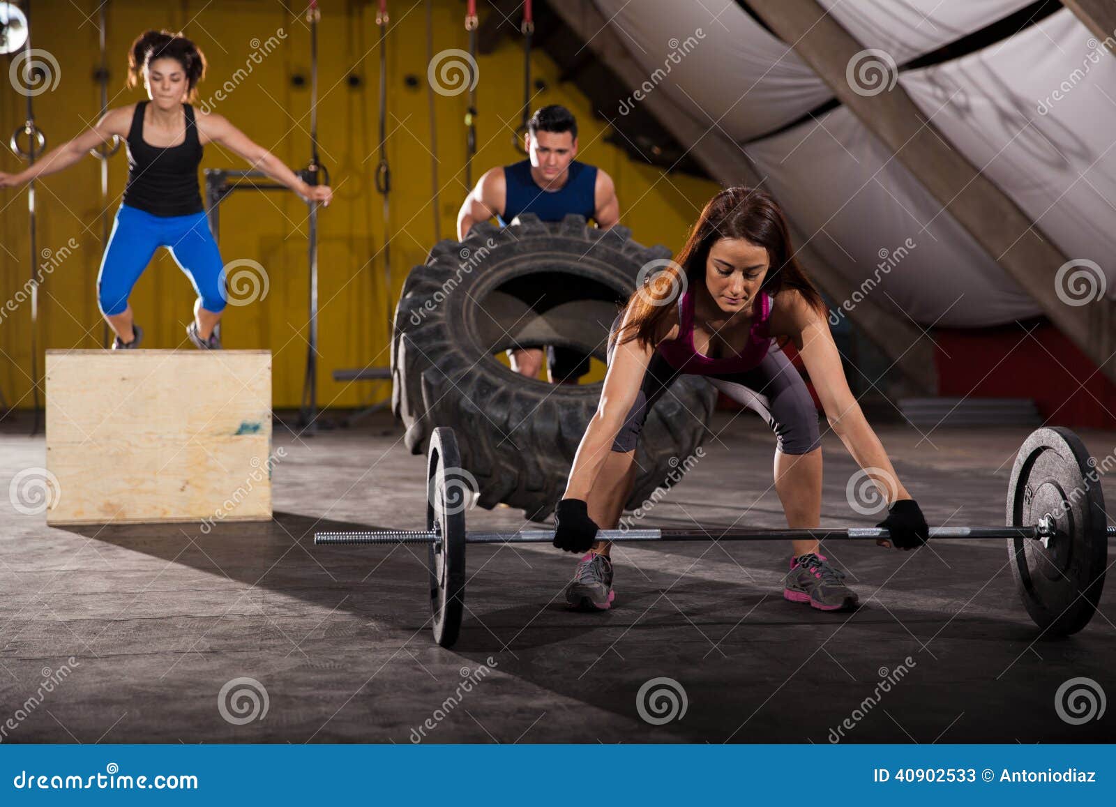 Cross-training in a gym stock image. Image of cute, training - 40902533
