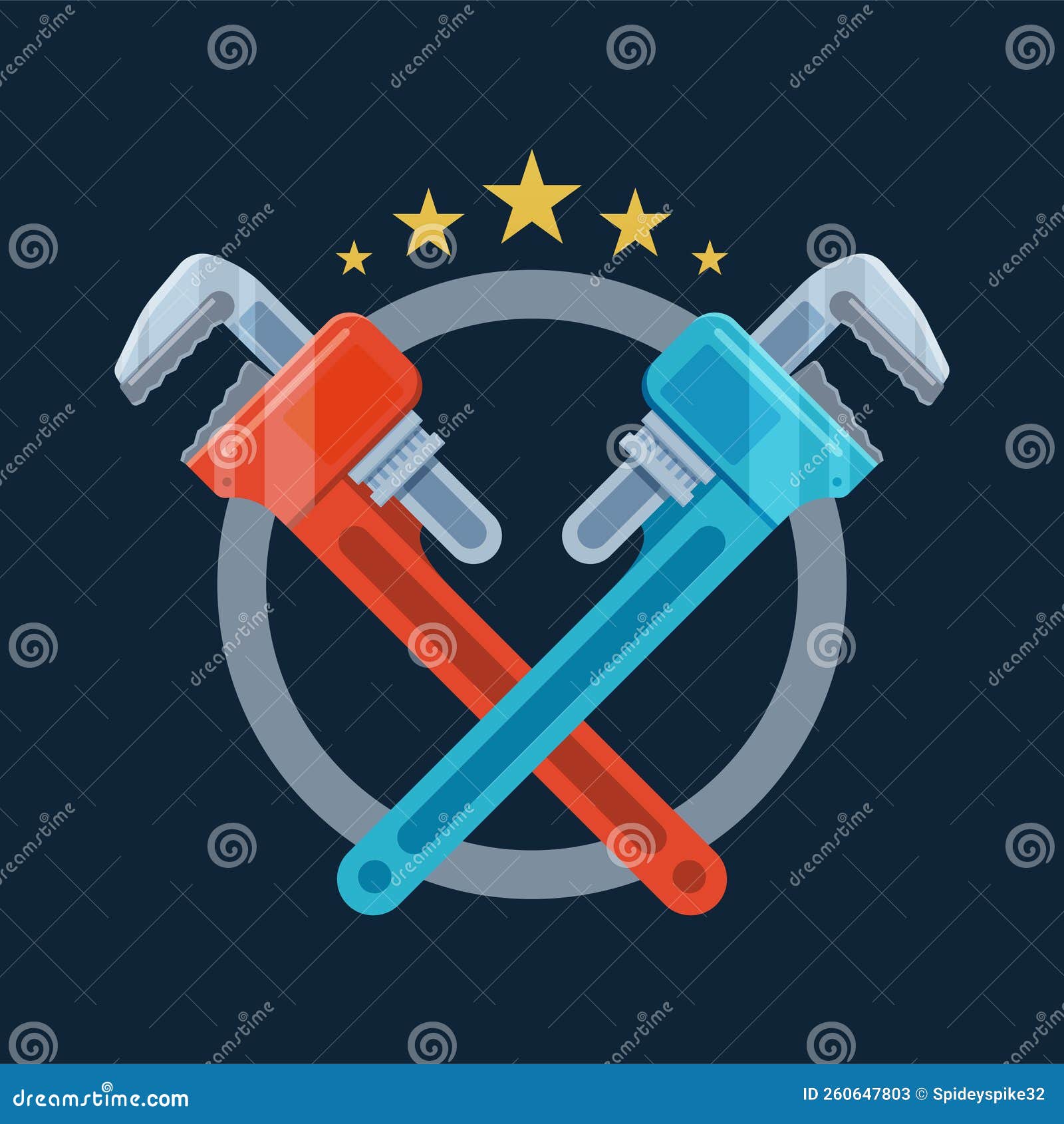 Cross of Two Wrench. Red and Blue Wrench Stock Illustration ...