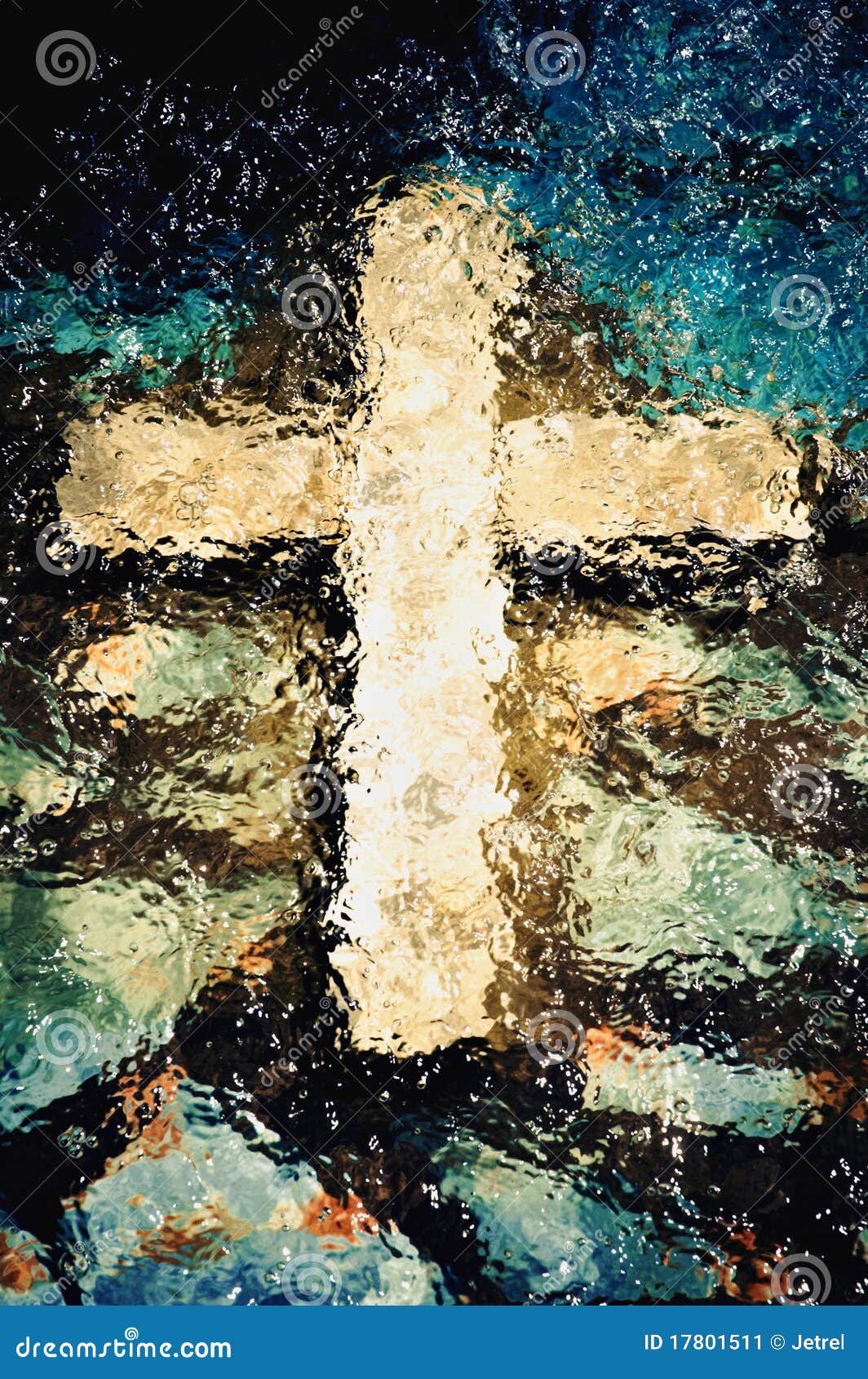 Cross under the water stock image. Image of purity, holy - 17801511