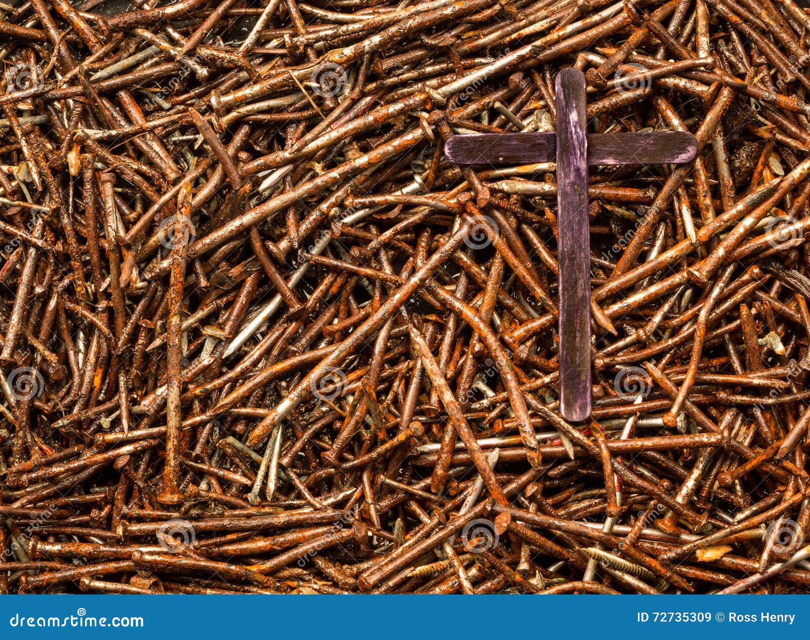 Cross and Used Nails stock image. Image of nails, abstract - 72735309