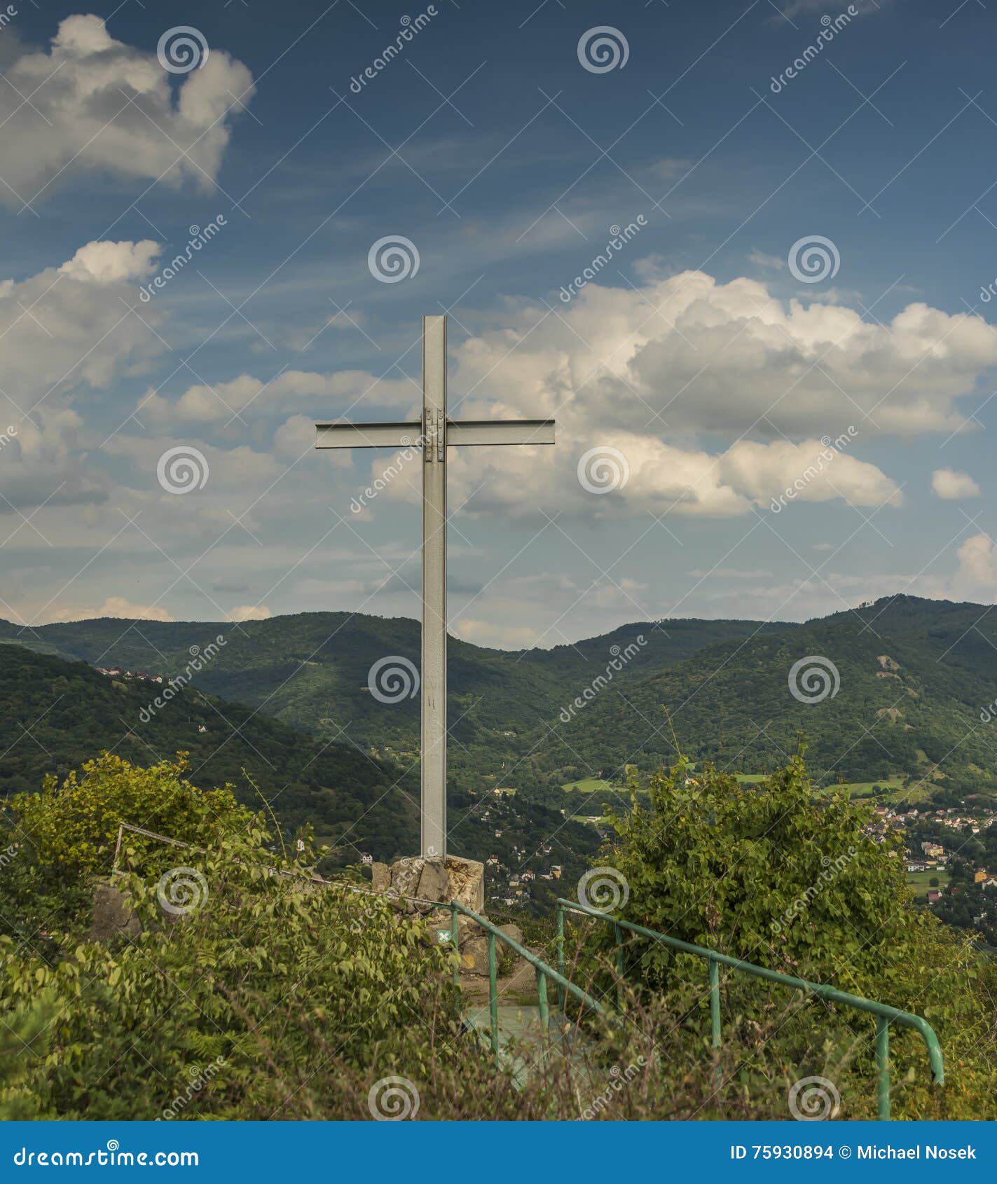 Cross in Valley of River Labe Editorial Stock Image - Image of ceske ...