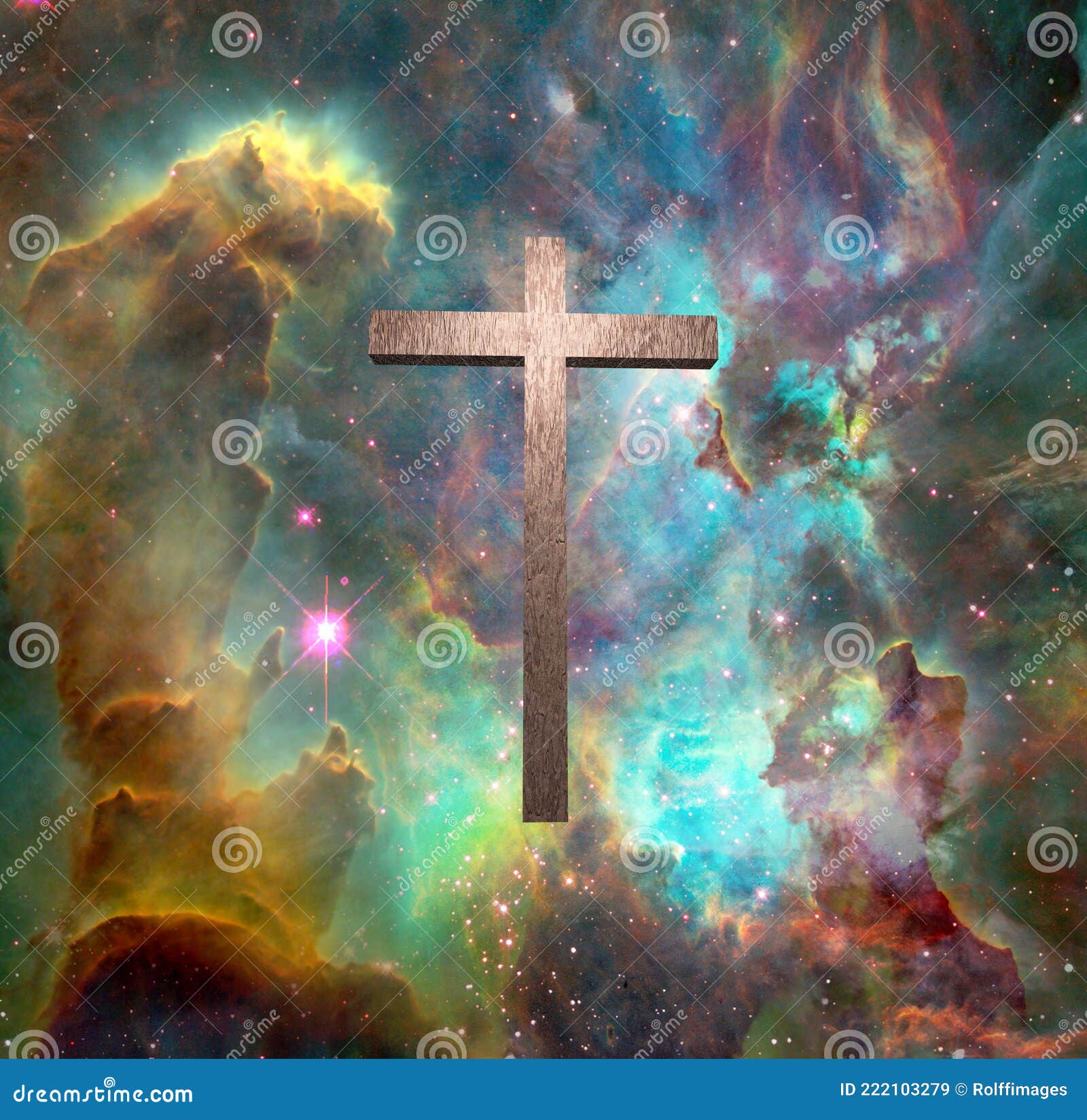 Galaxy Background With Cross