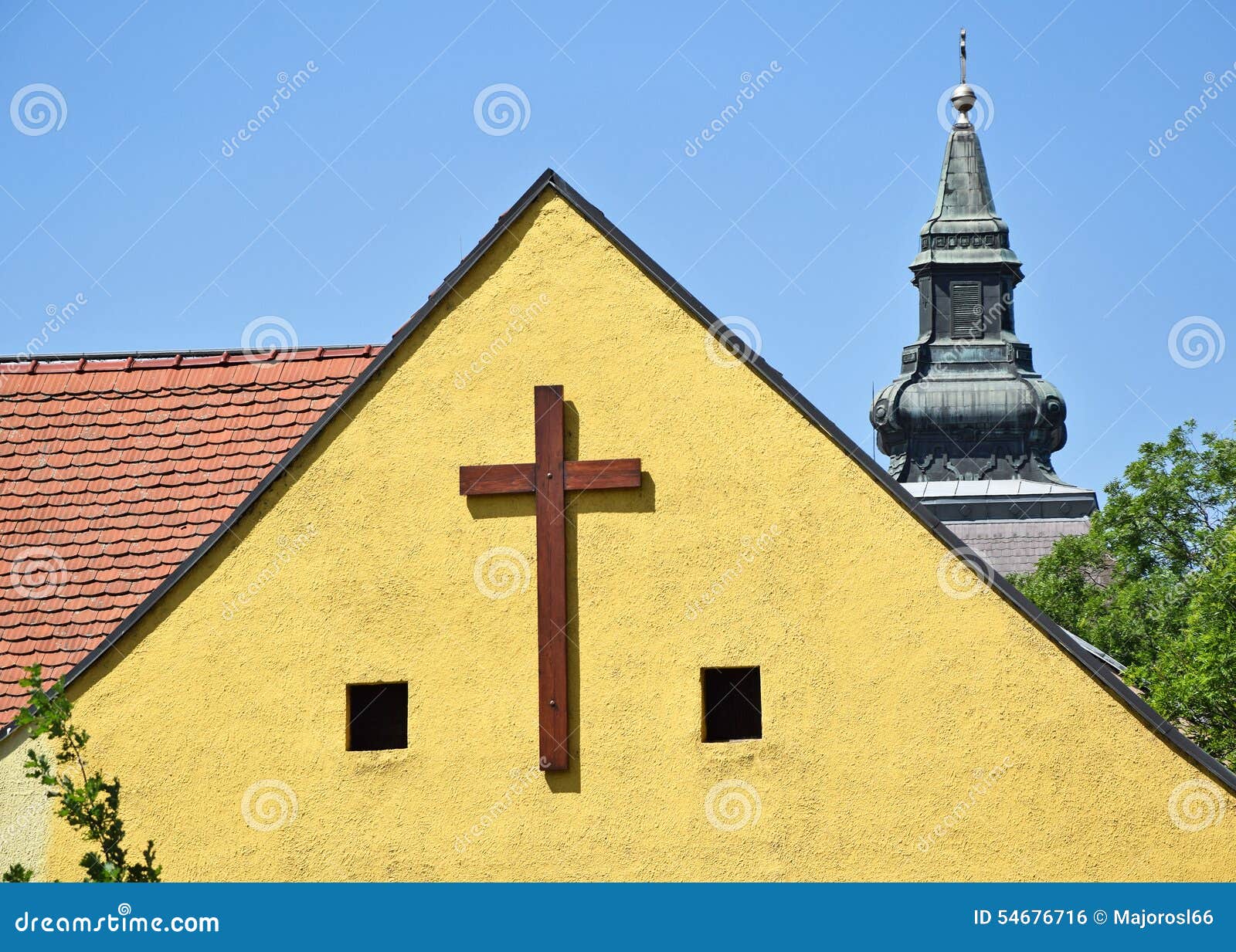 Cross on the Wall of the Church Stock Photo - Image of architectural ...