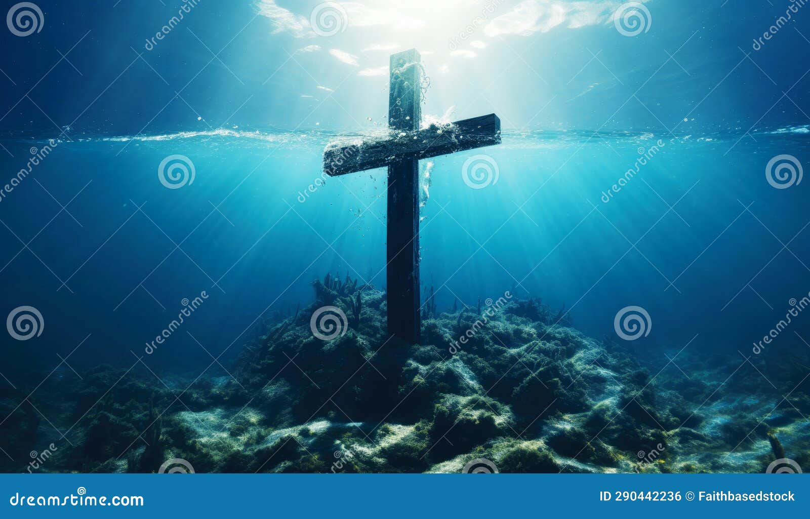 Cross in Water. Christian Cross Underwater Stock Illustration ...