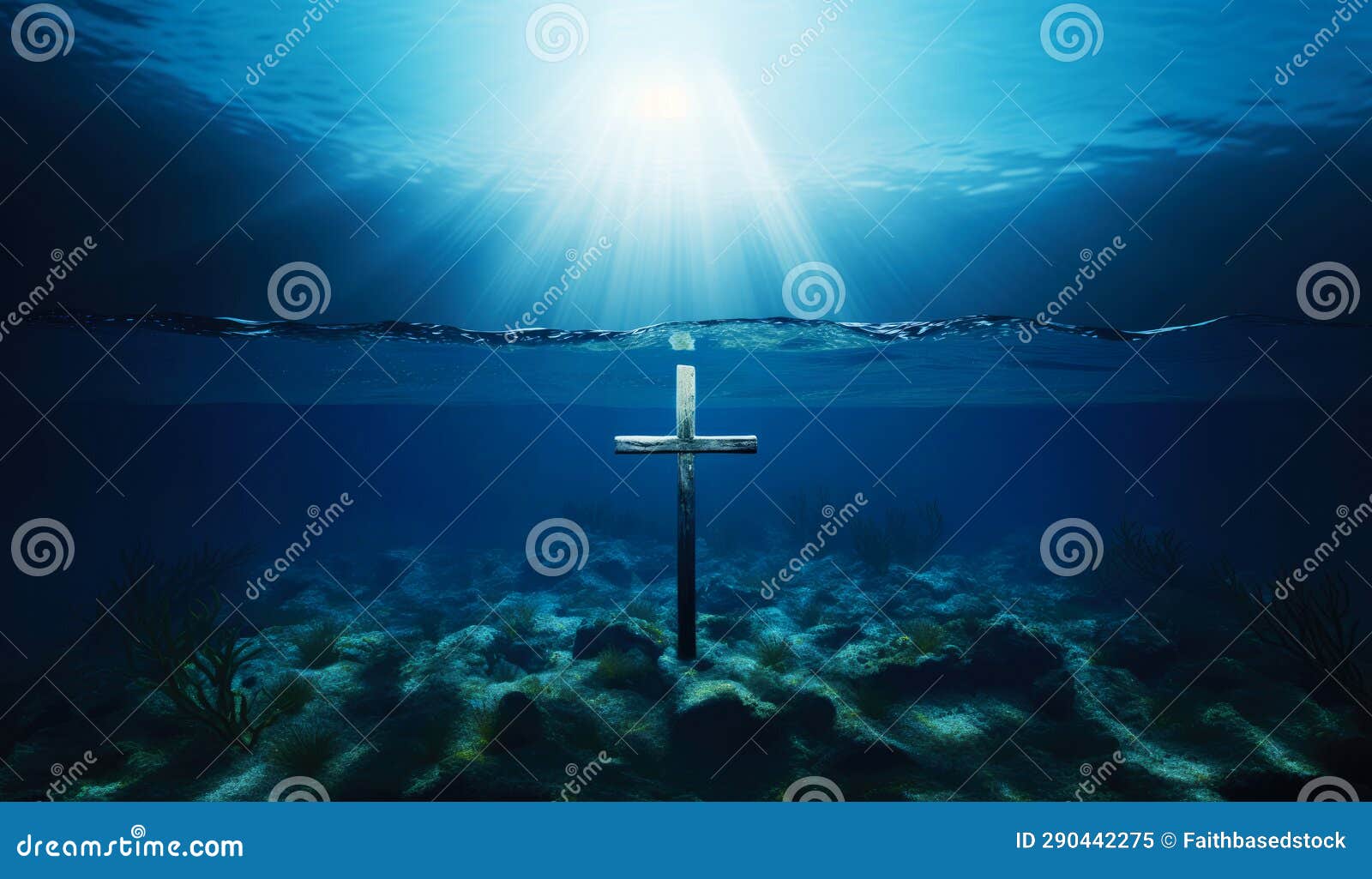 Cross in Water. Christian Cross Underwater Stock Illustration ...