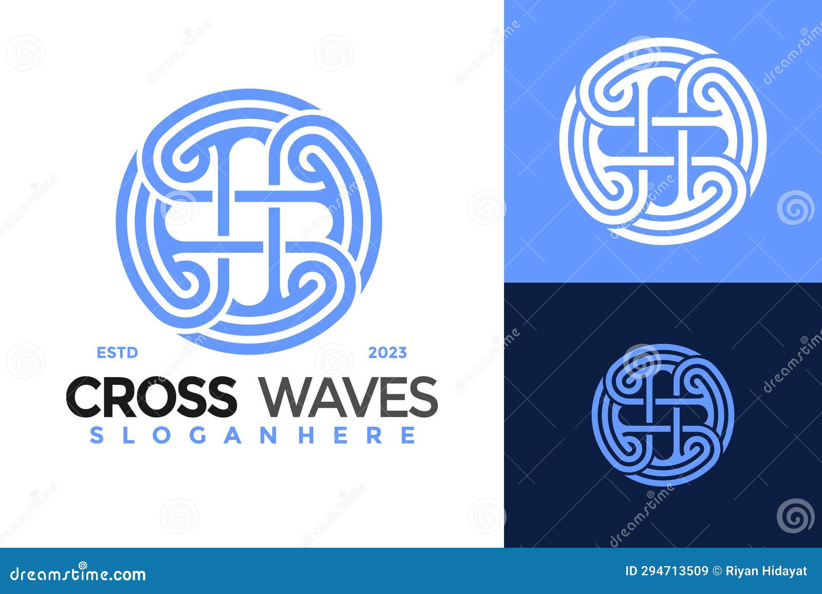 Cross Waves Logo Design Vector Symbol Icon Illustration Stock Vector ...