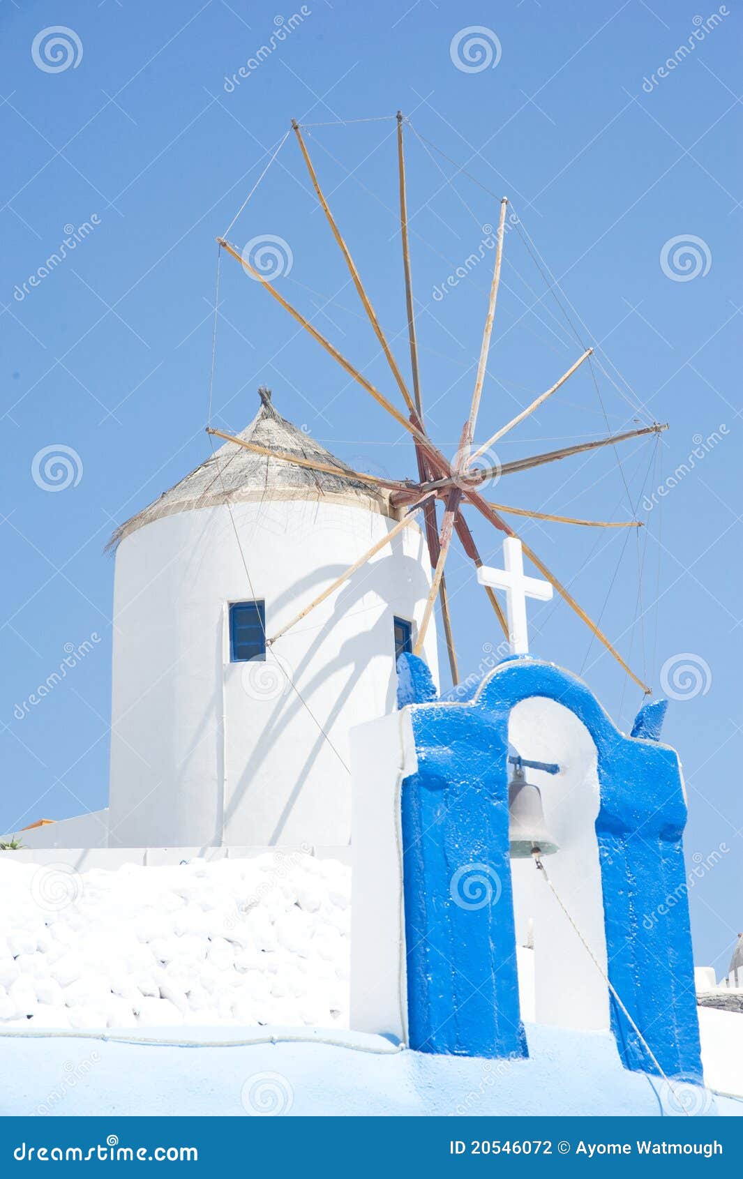 Cross and Windmill Side by Side. Stock Photo - Image of light ...