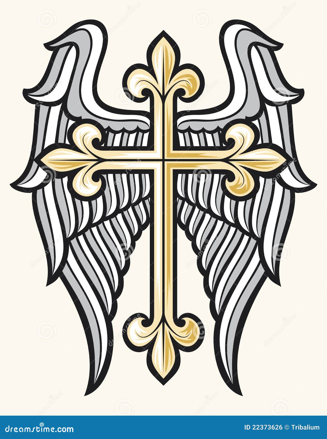 Cross and wings stock illustration. Illustration of gold - 22373626