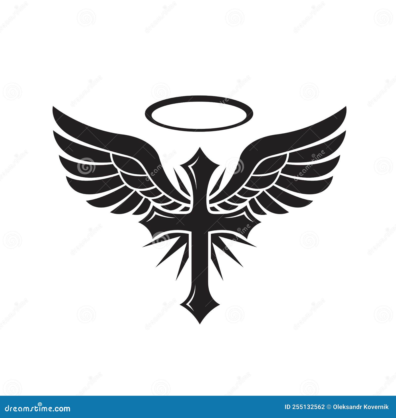 Cross and wings stock vector. Illustration of religious - 255132562
