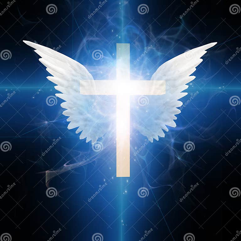 Cross with wings stock illustration. Illustration of christian - 69227044
