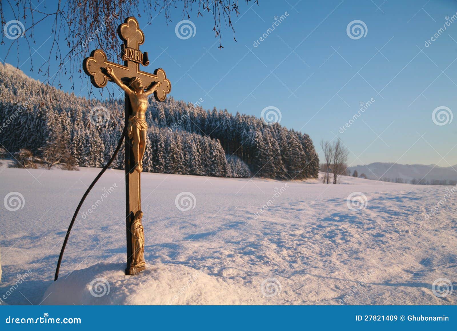 Cross in winter stock image. Image of background, faith - 27821409