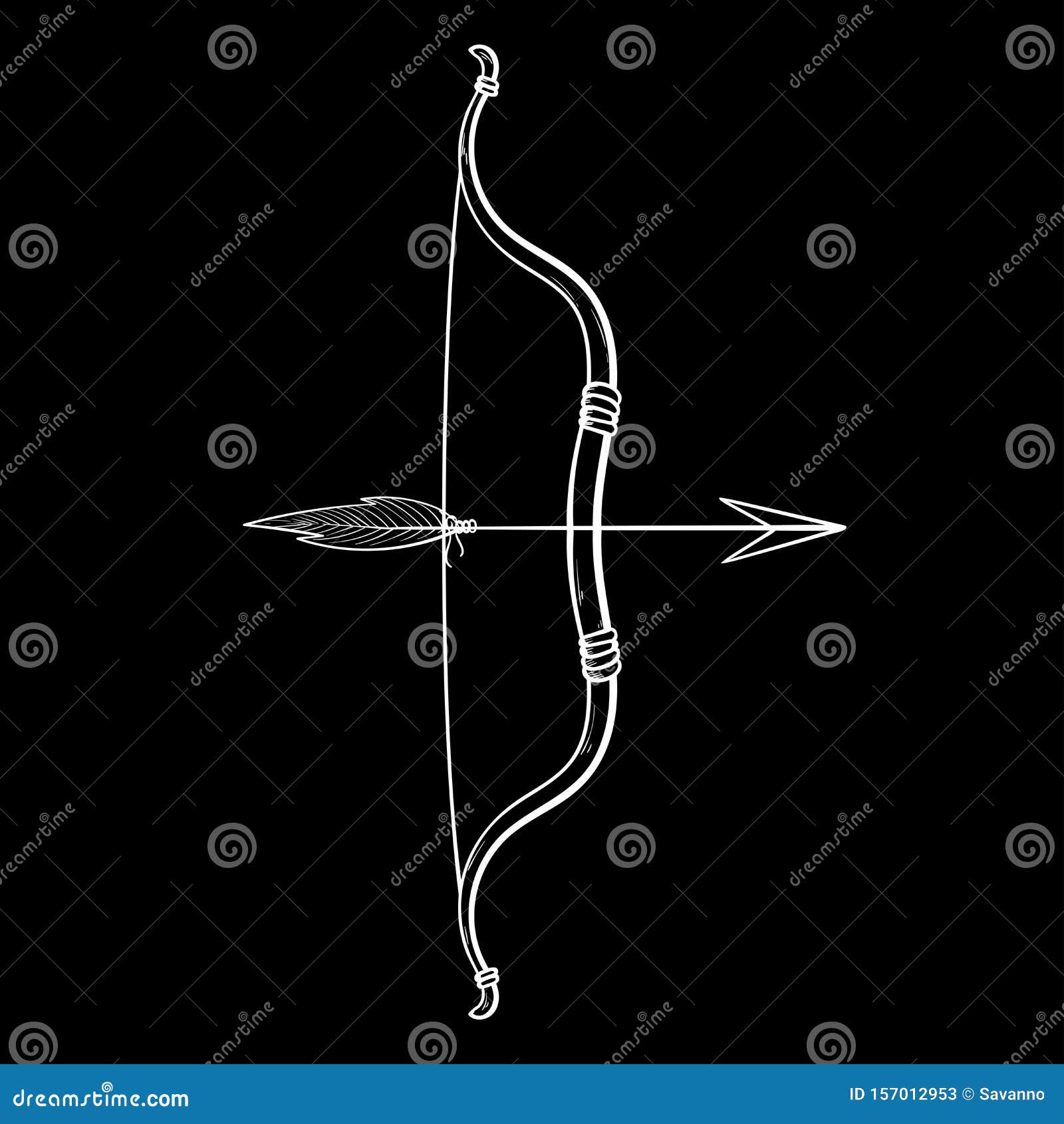 Crossbow with Arrow on Black Background Stock Vector - Illustration of ...