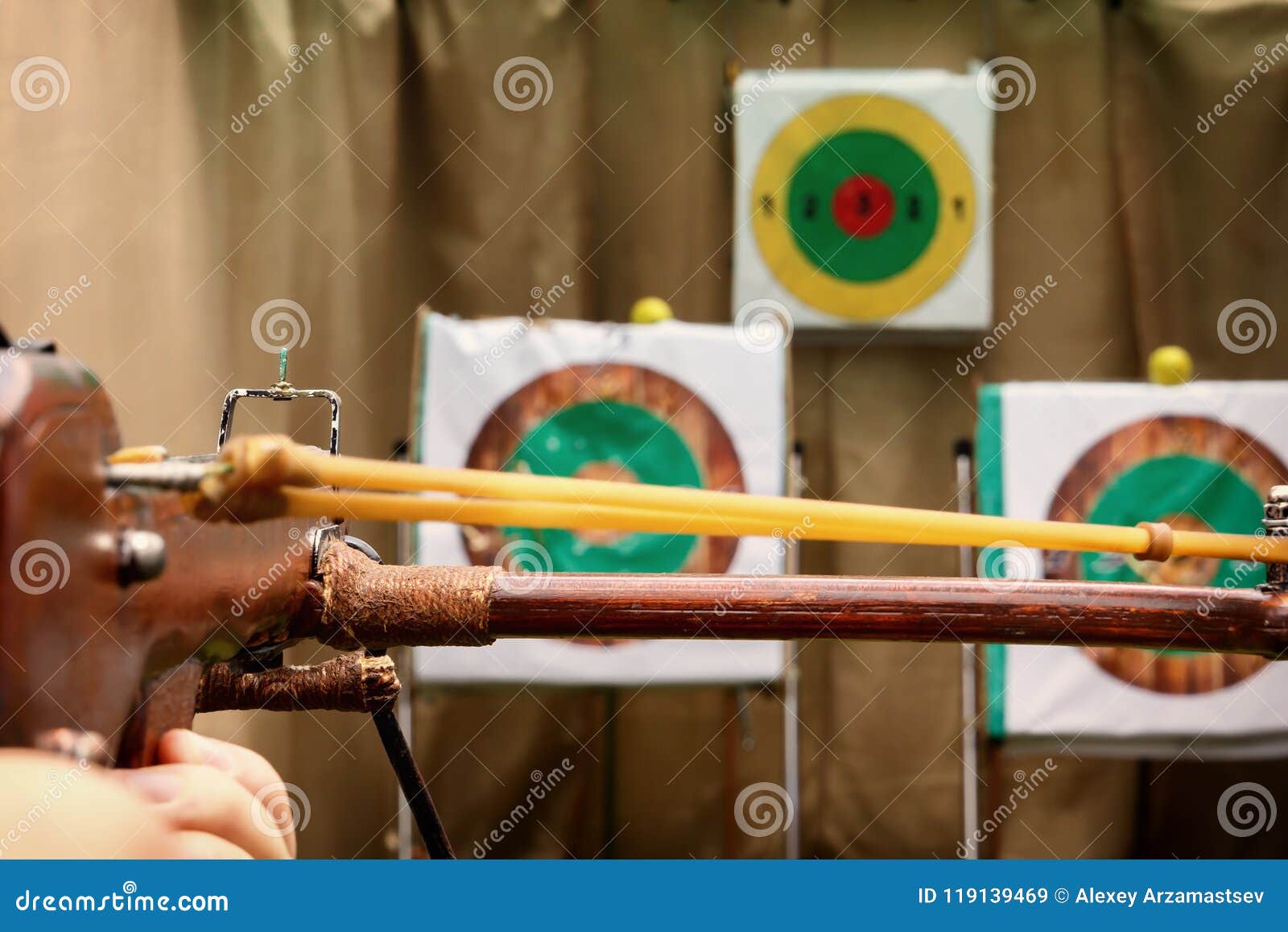 Crossbow is Ready for a Shot Aimed at the Target Stock Image - Image of ...