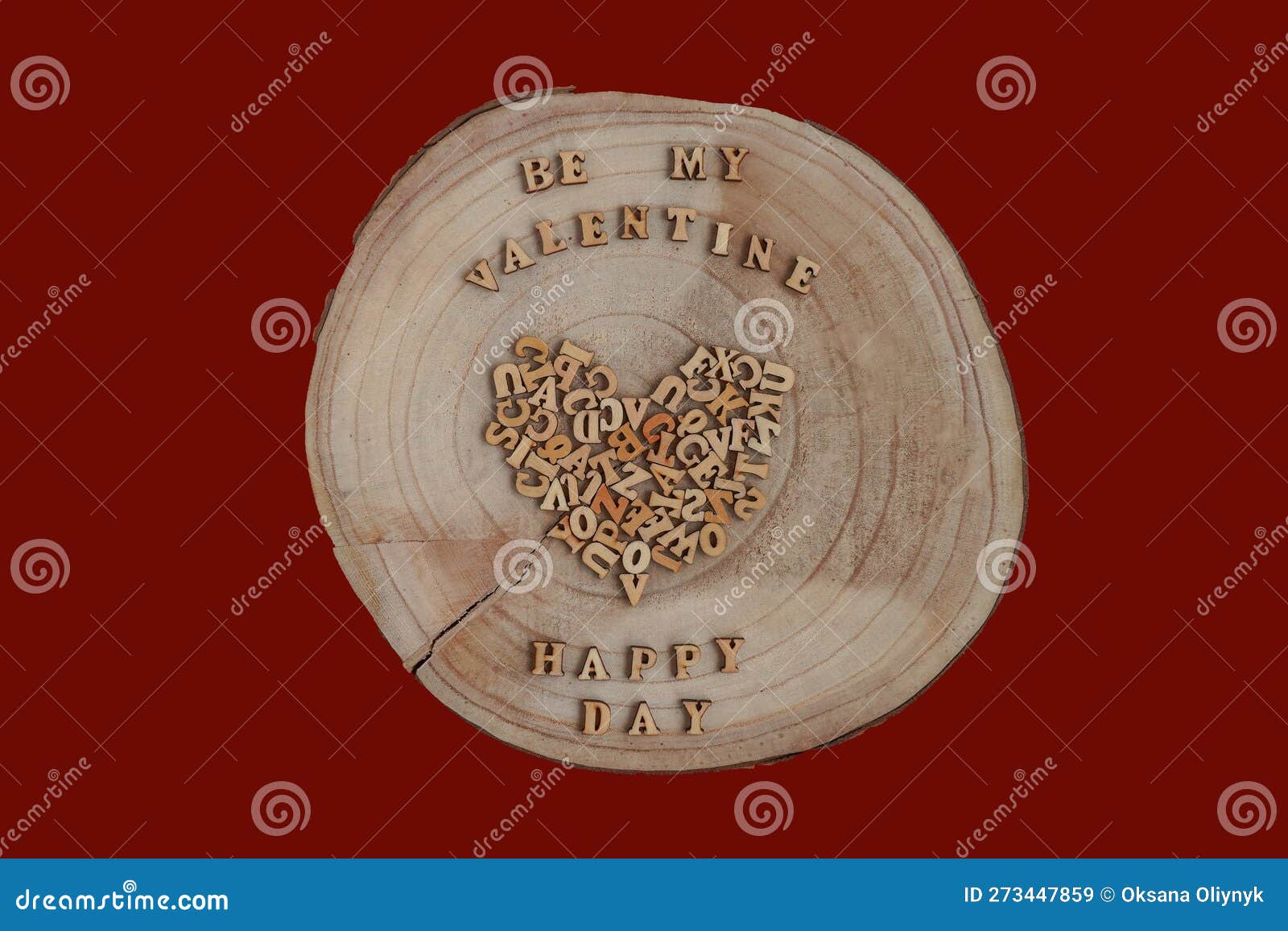 Crossection of an Oak Tree Trunk with Letters on Red Background ...