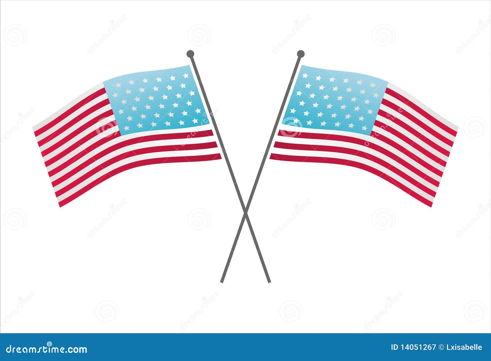 Crossed american flags stock vector. Illustration of design - 14051267