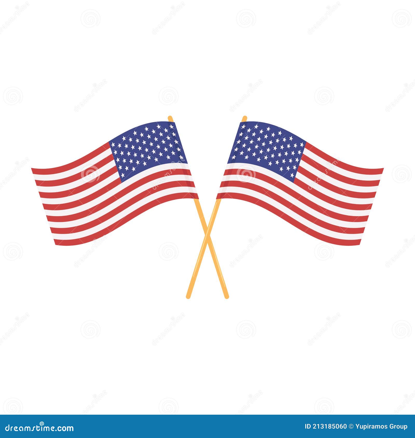 Crossed american flags stock vector. Illustration of vector - 213185060
