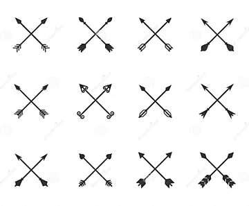 Crossed Arrows Set stock vector. Illustration of feather - 65536160