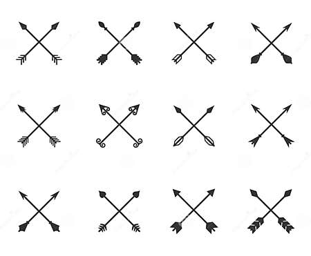 Crossed Arrows Set stock vector. Illustration of feather - 65536160
