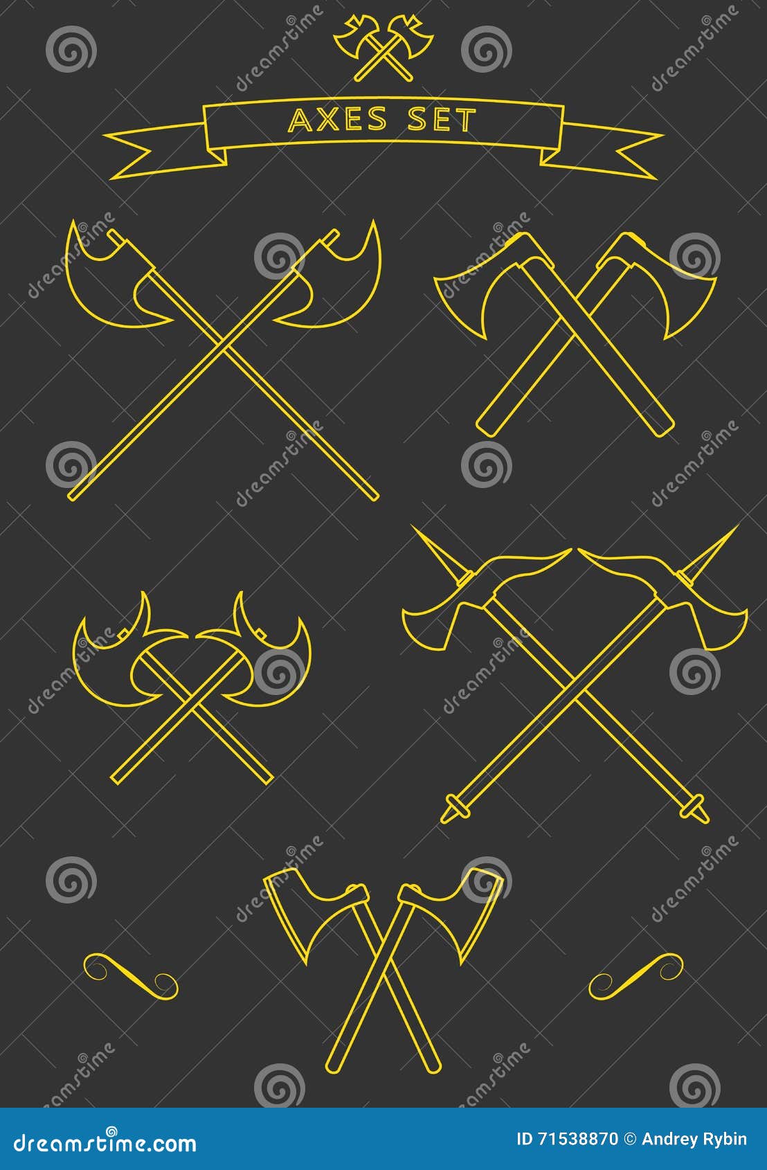 Crossed battle axes stock vector. Illustration of metal - 71538870