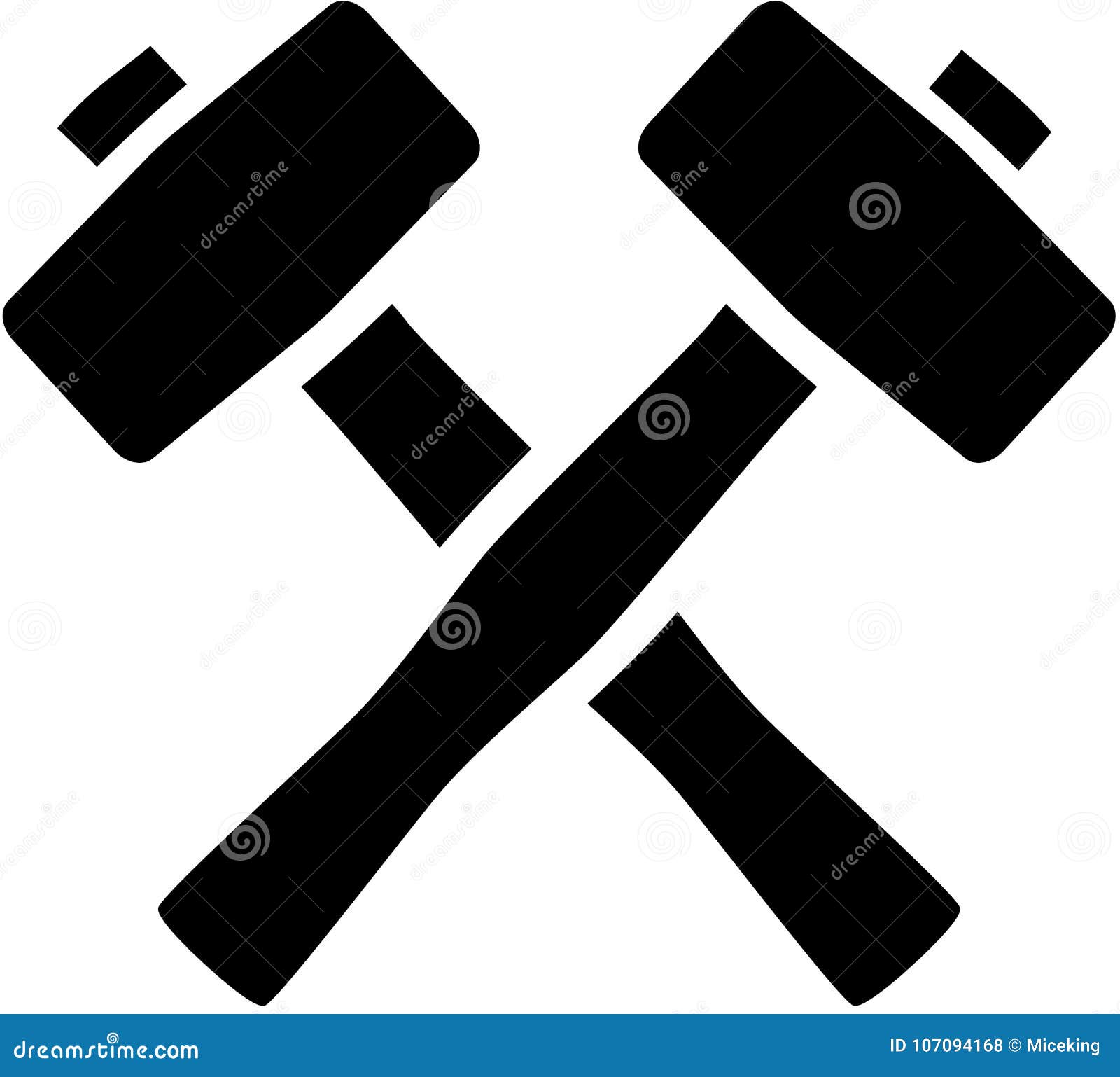 Crossed Blacksmith hammer stock vector. Illustration of vector - 107094168
