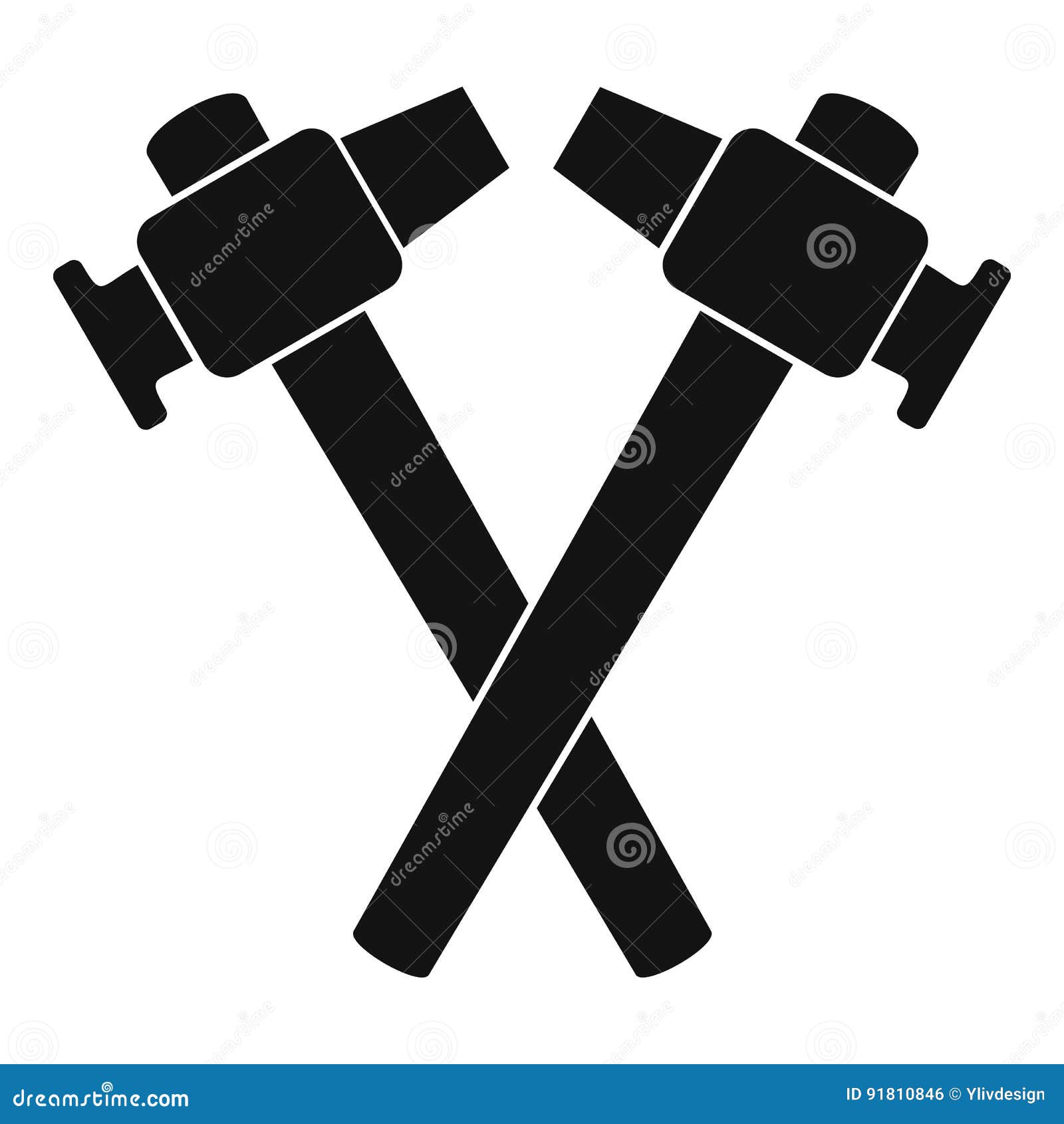 Crossed Blacksmith Hammer Vector Illustration | CartoonDealer.com ...