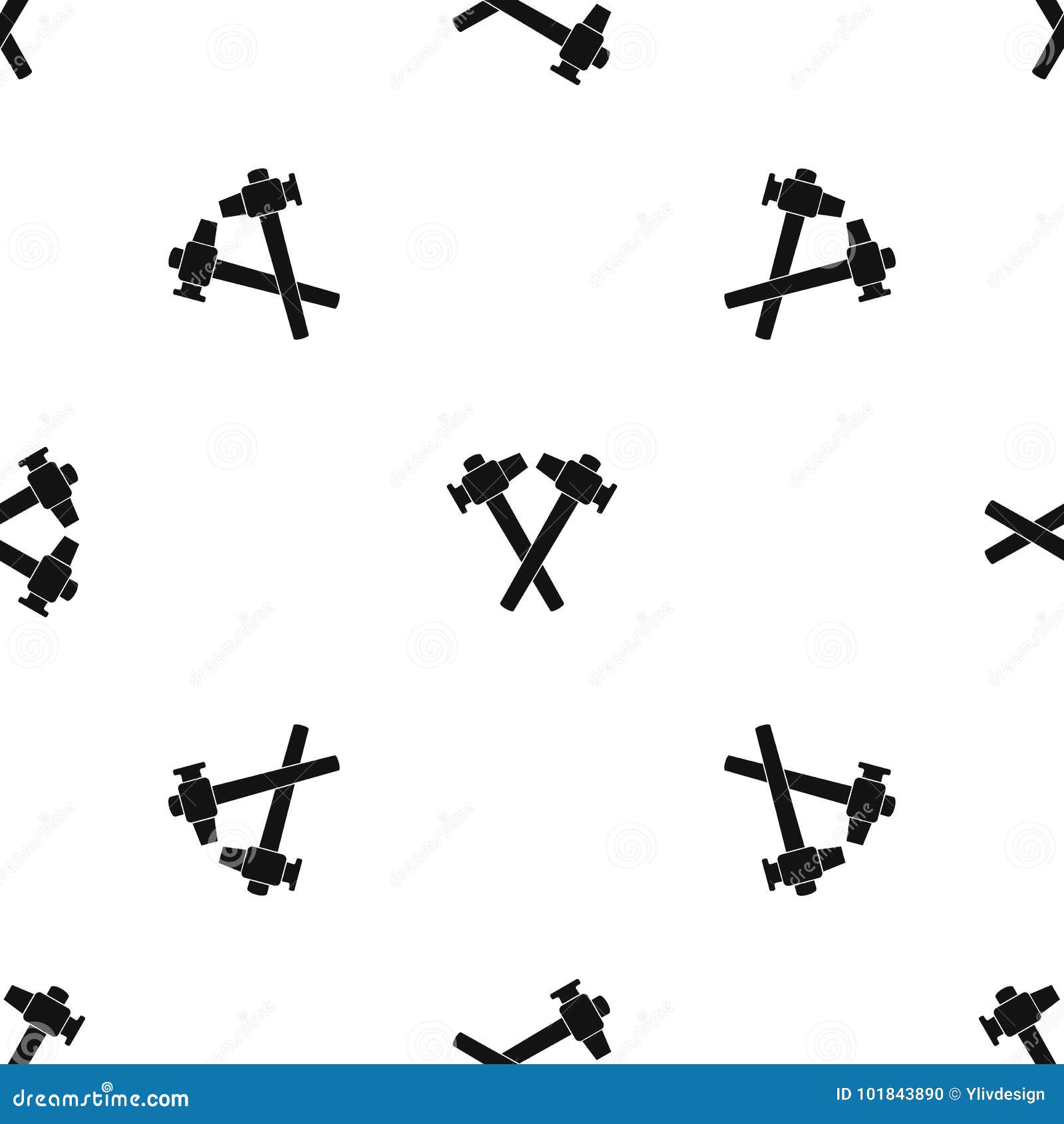 Crossed Blacksmith Hammer Pattern Seamless Black Stock Vector ...