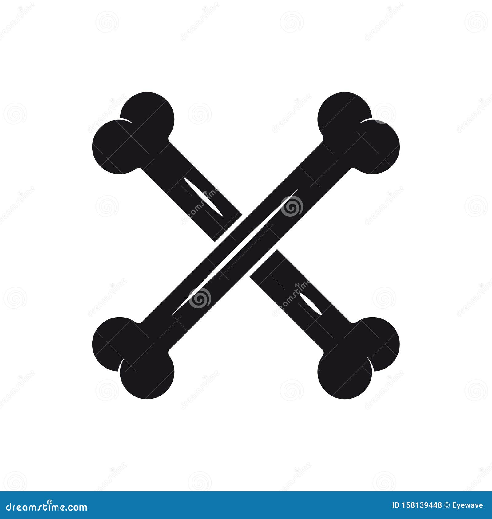 Crossed bones vector icon stock vector. Illustration of warning - 158139448