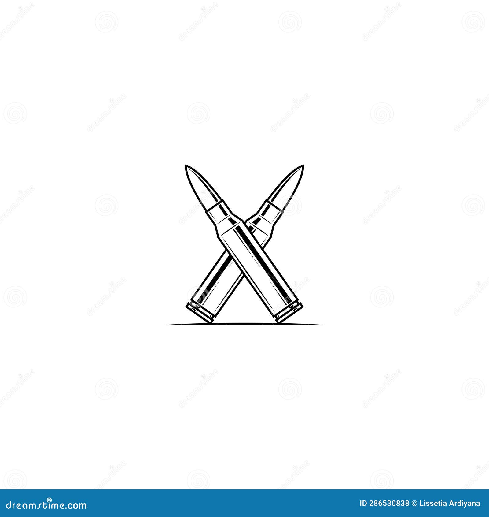 Crossed Bullet Gun Logo Vector Graphics Stock Vector - Illustration of ...