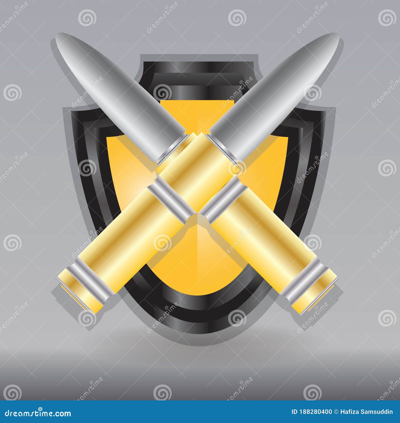 Crossed Bullets with Shield. Vector Illustration Decorative Design ...