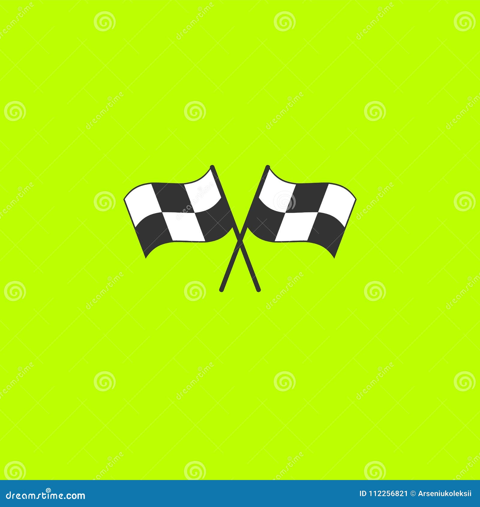 Crossed Checkered Flags Cartoon Vector | CartoonDealer.com #112256821
