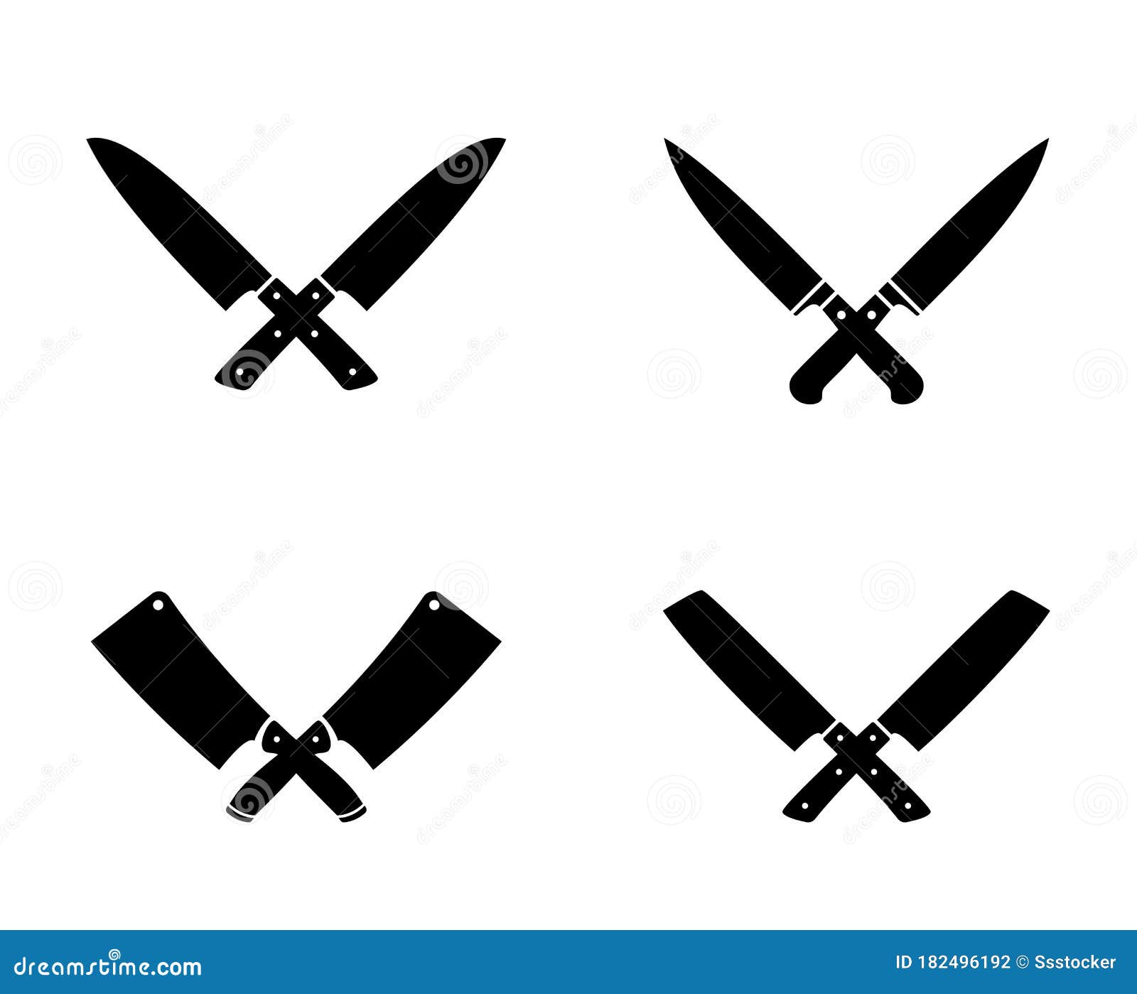 Crossed Cleavers Knives Stock Vector Illustration Of Chop 182496192