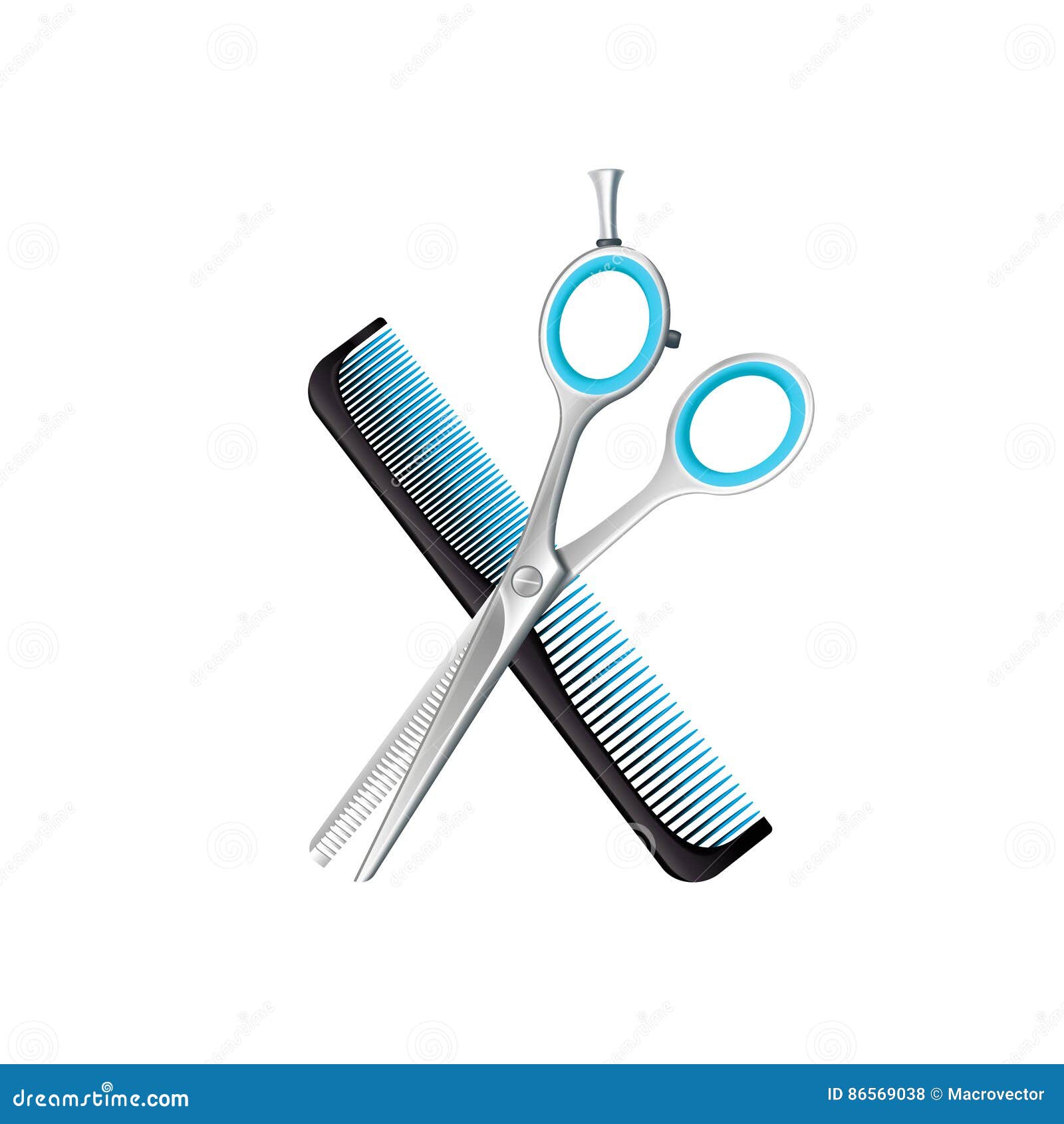 Crossed Comb and Scissors Composition Stock Vector - Illustration of ...