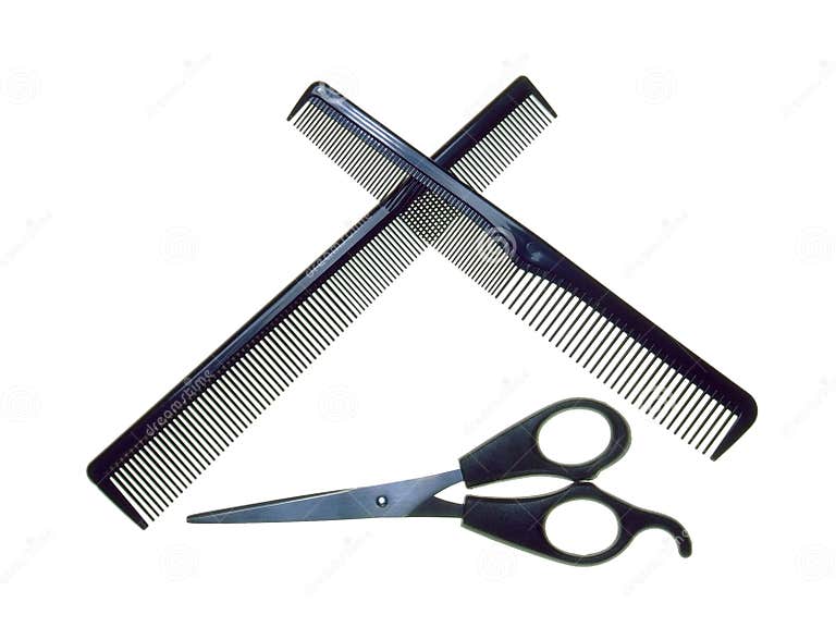 Crossed Combs with Scissors Stock Image - Image of parlour, salon: 4571205