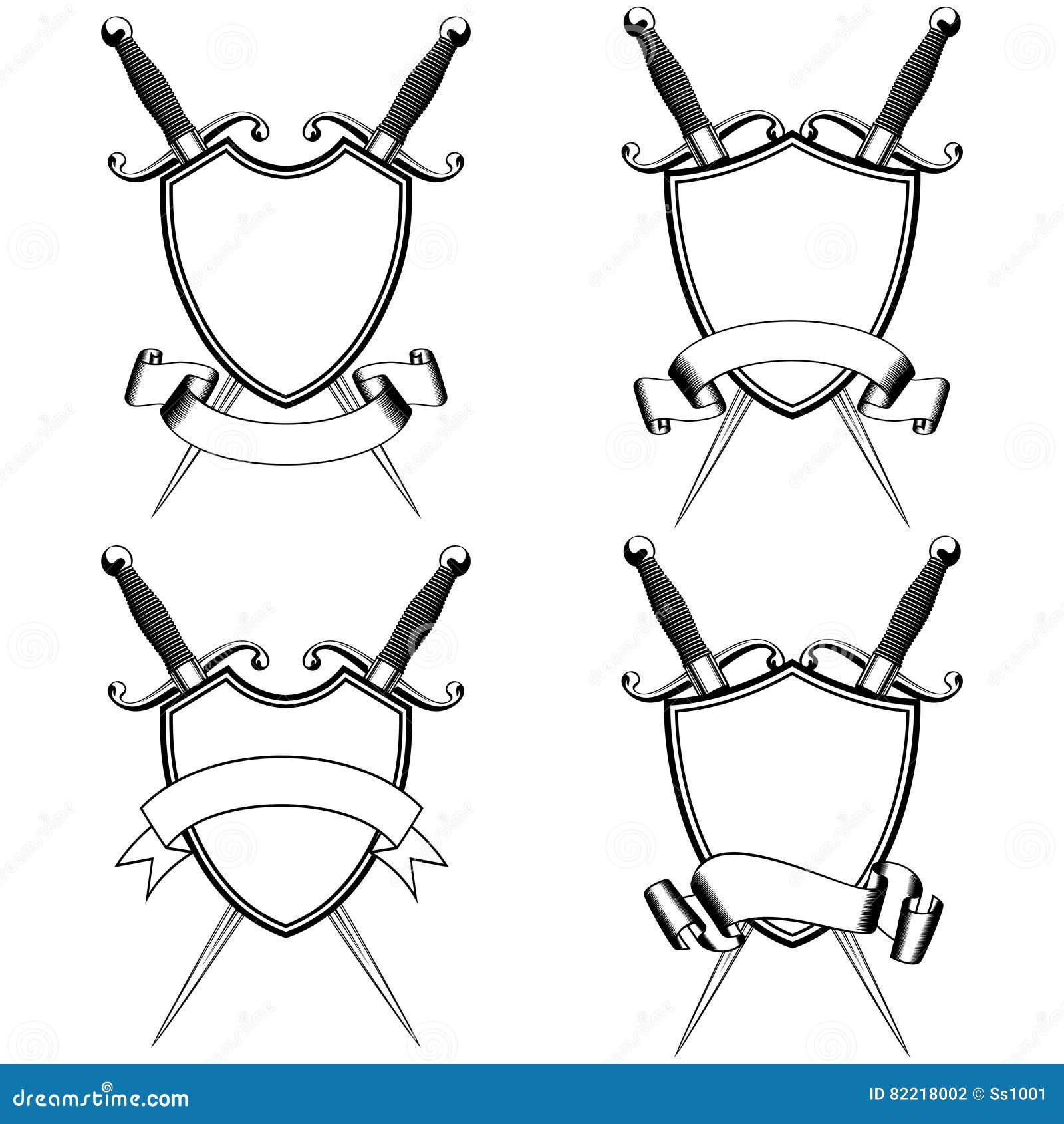 Crossed daggers and shield stock vector. Illustration of rapier - 82218002