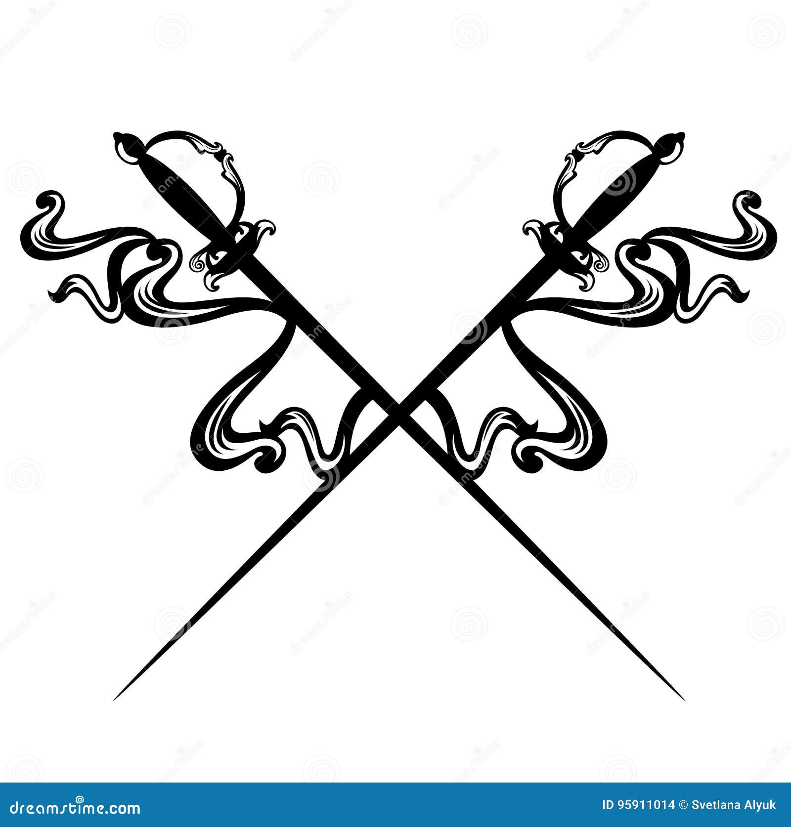 Crossed Epee Swords Sketch Vector Illustration | CartoonDealer.com ...