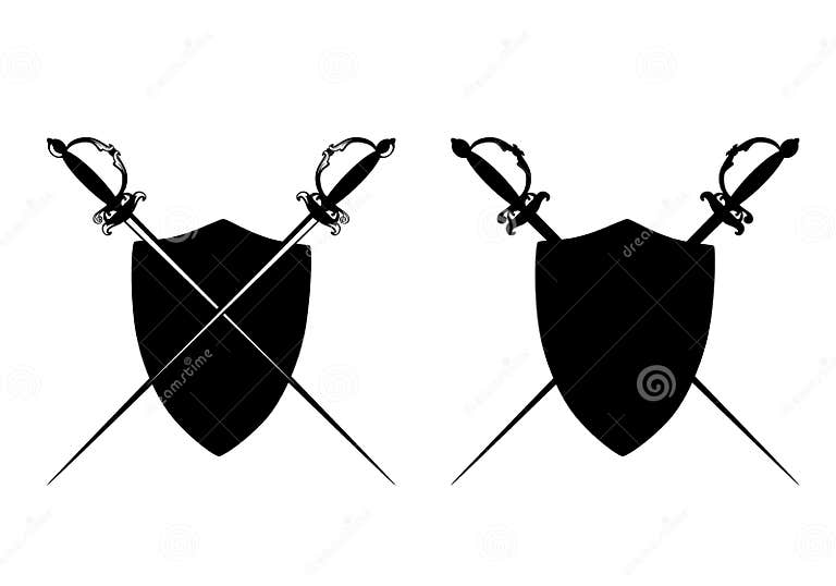 Crossed Epee Swords Vector Heraldic Emblems Stock Vector - Illustration ...